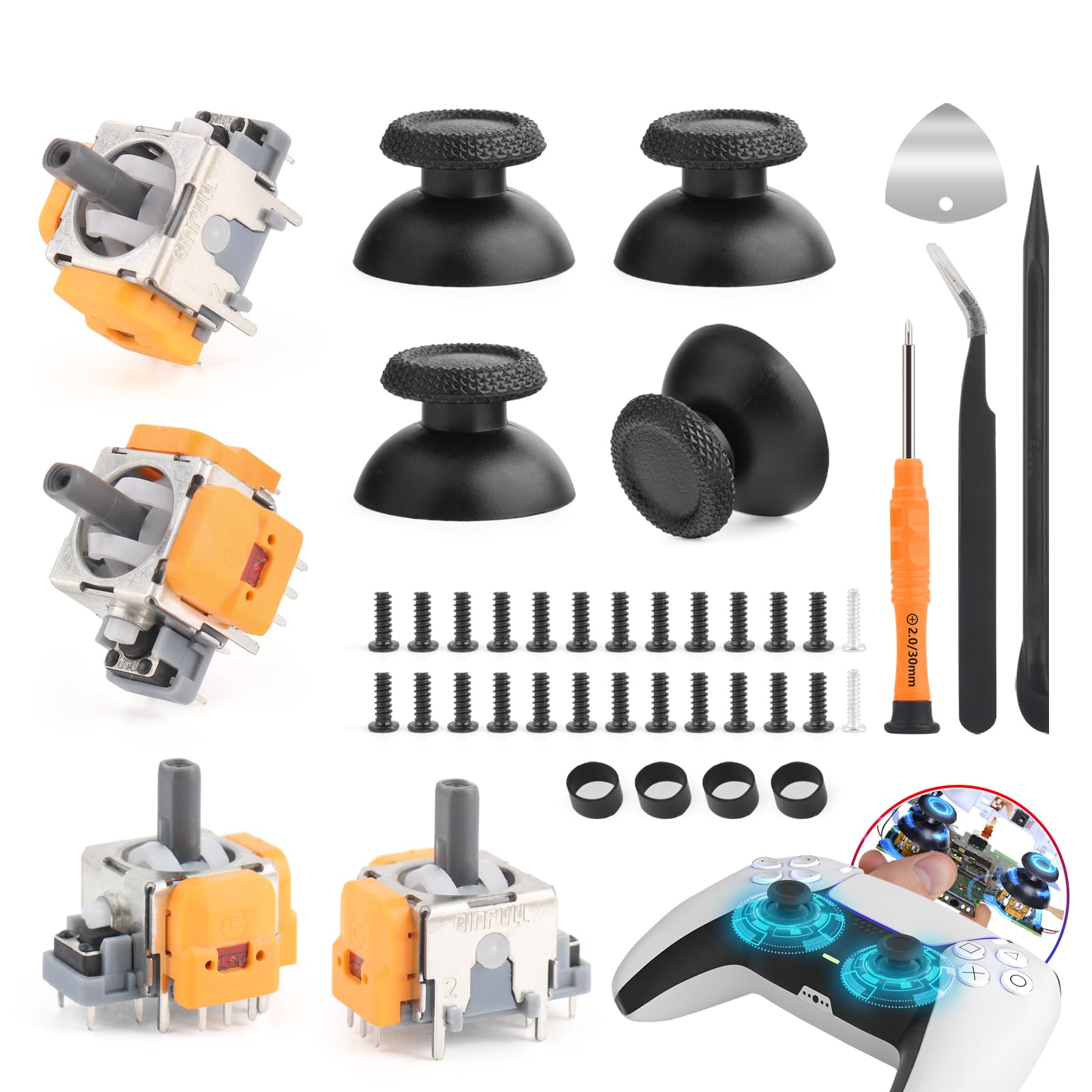 4Pack for PS5 Joysticks Replacement Hall Effect 3D Analog Stick Sensor ...