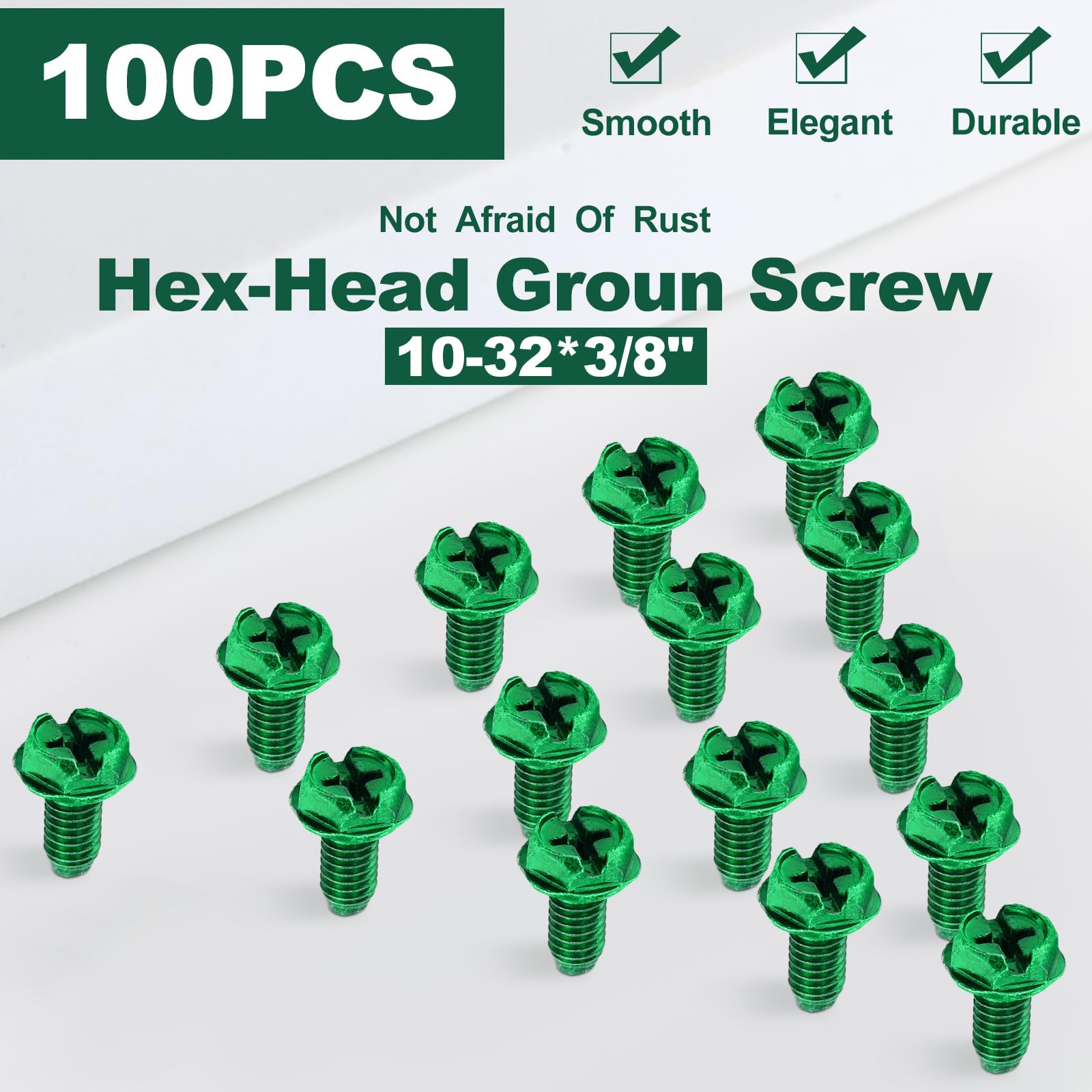 Snapklik.com : 100 Pcs Ground Screws For Electrical Box, 10-32 X 3/8 ...