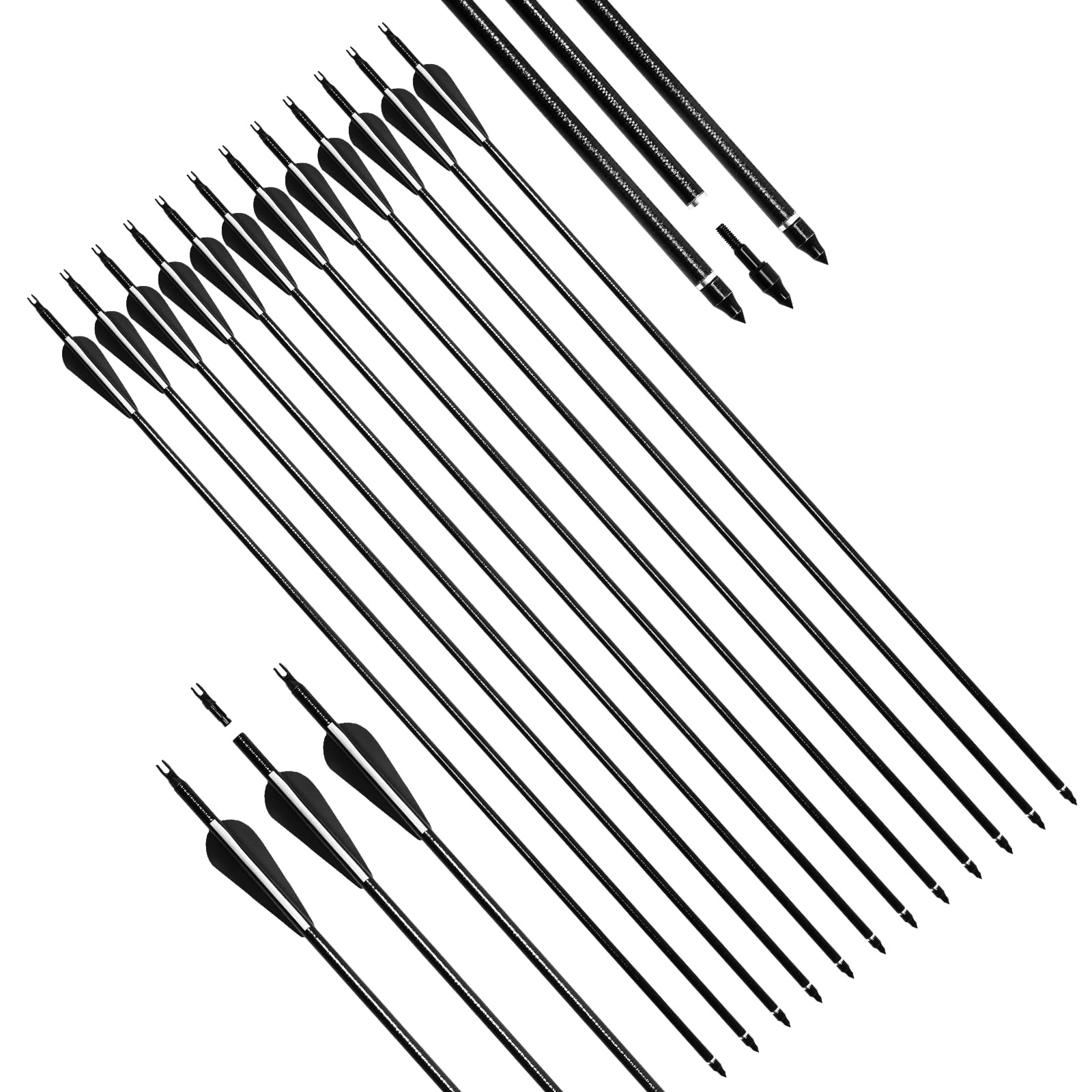 Zyntrek Rolling Fiberglass Arrows, 12pcs 31’’ for Archery Practice ...