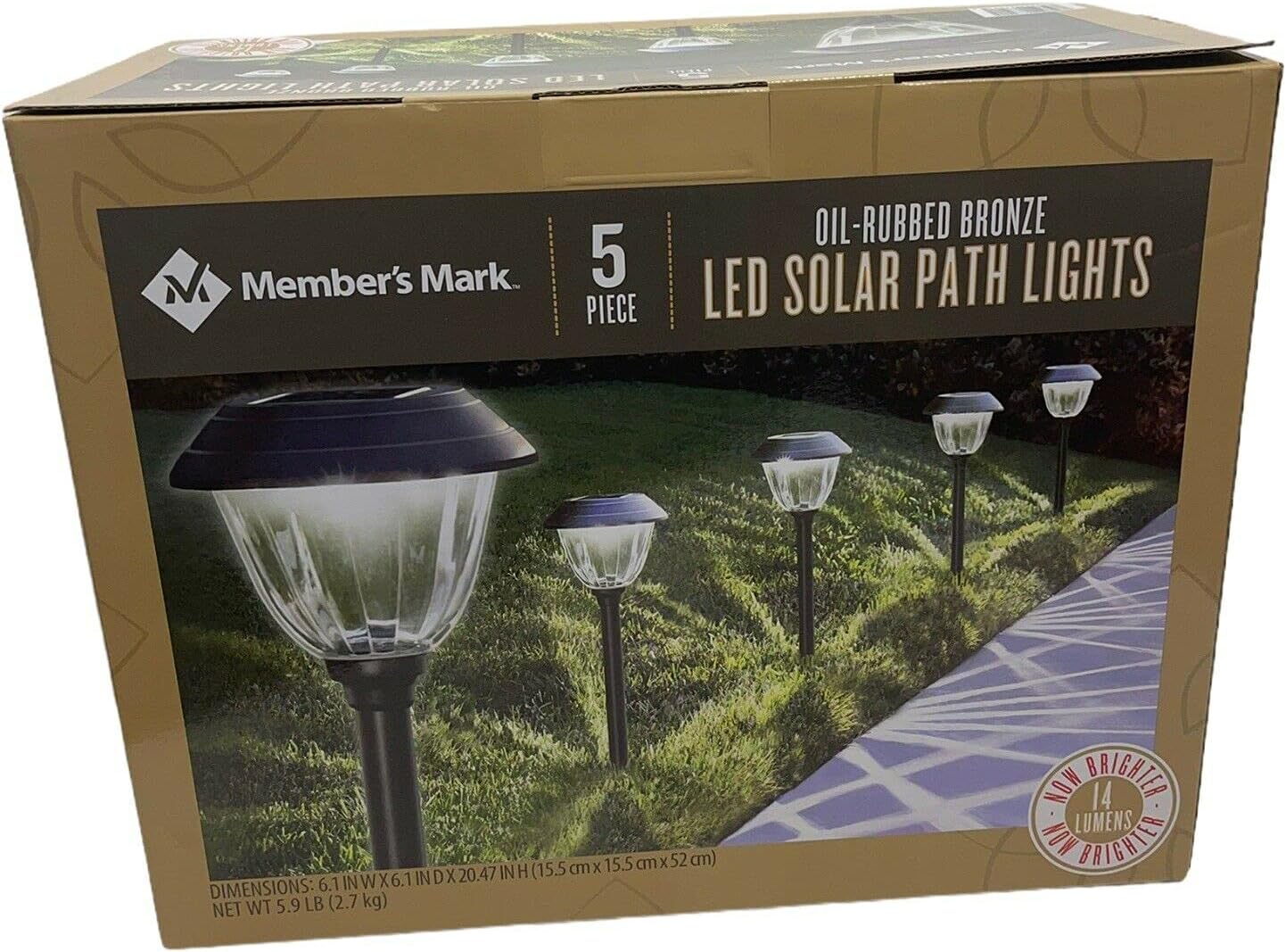 Member's Mark Oil-Rubbed Bronze LED Solar 12 Lumen Path Lights (5 Count ...