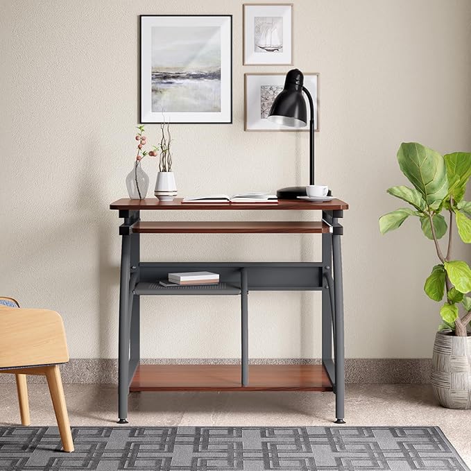 Godrej Interio Caliber Computer Desk (Yellow Walnut, Glossy Finish ...