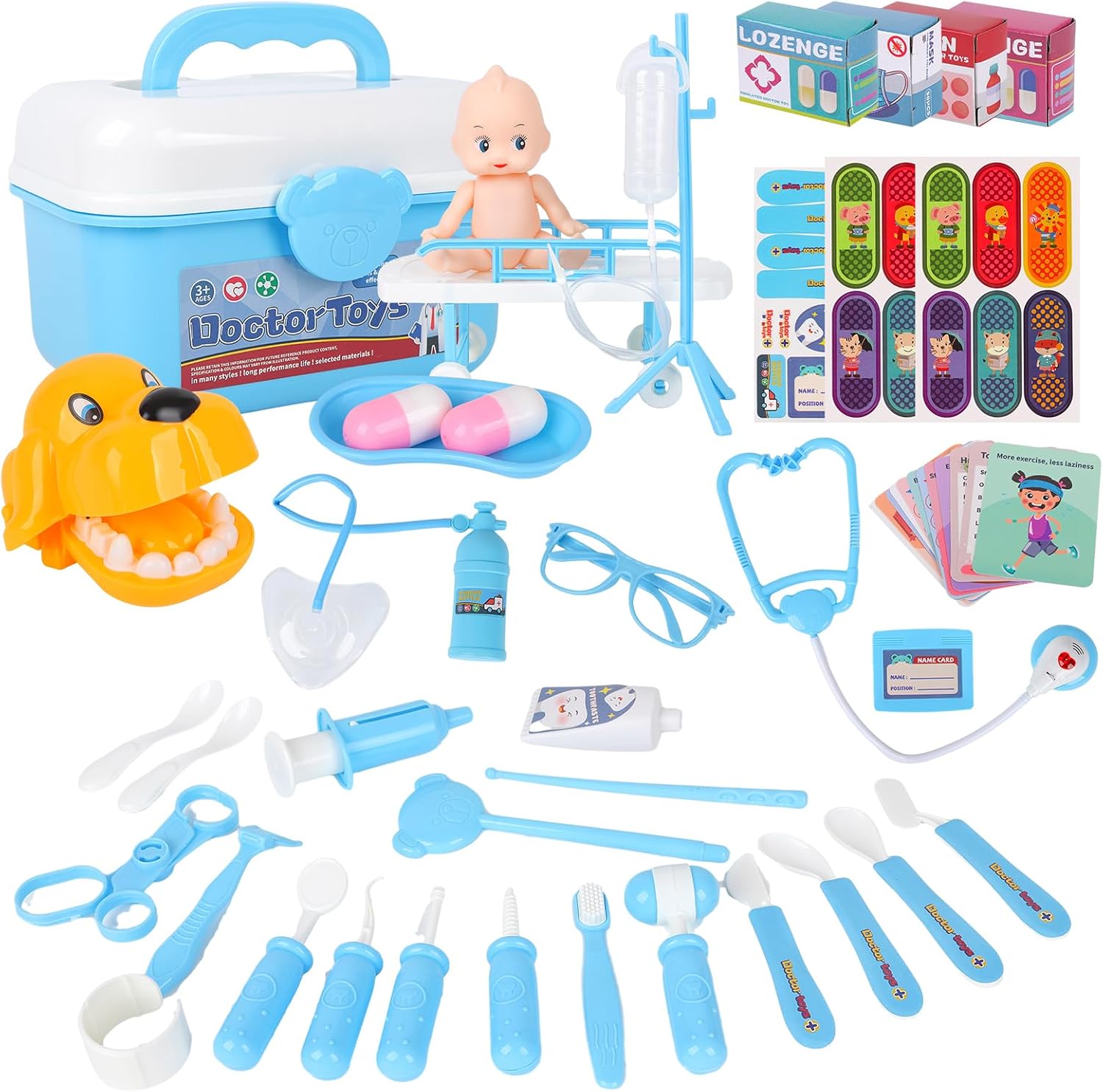 Doctors Set for Kids, 63 Pcs Childrens Doctors Play Set Dentist Toys ...