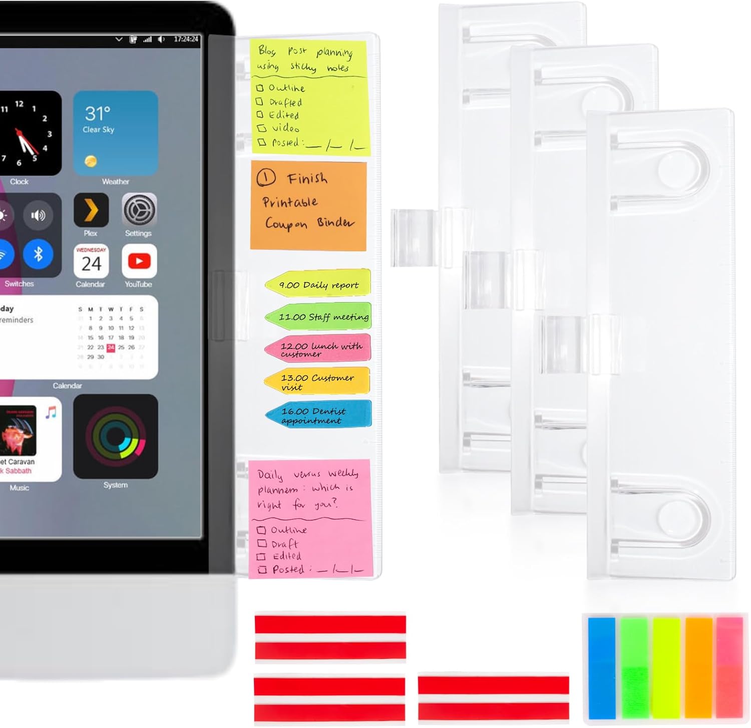 Amazon.com : Barelove 3 Pack Computer Monitor Memo Board Holder (Left ...