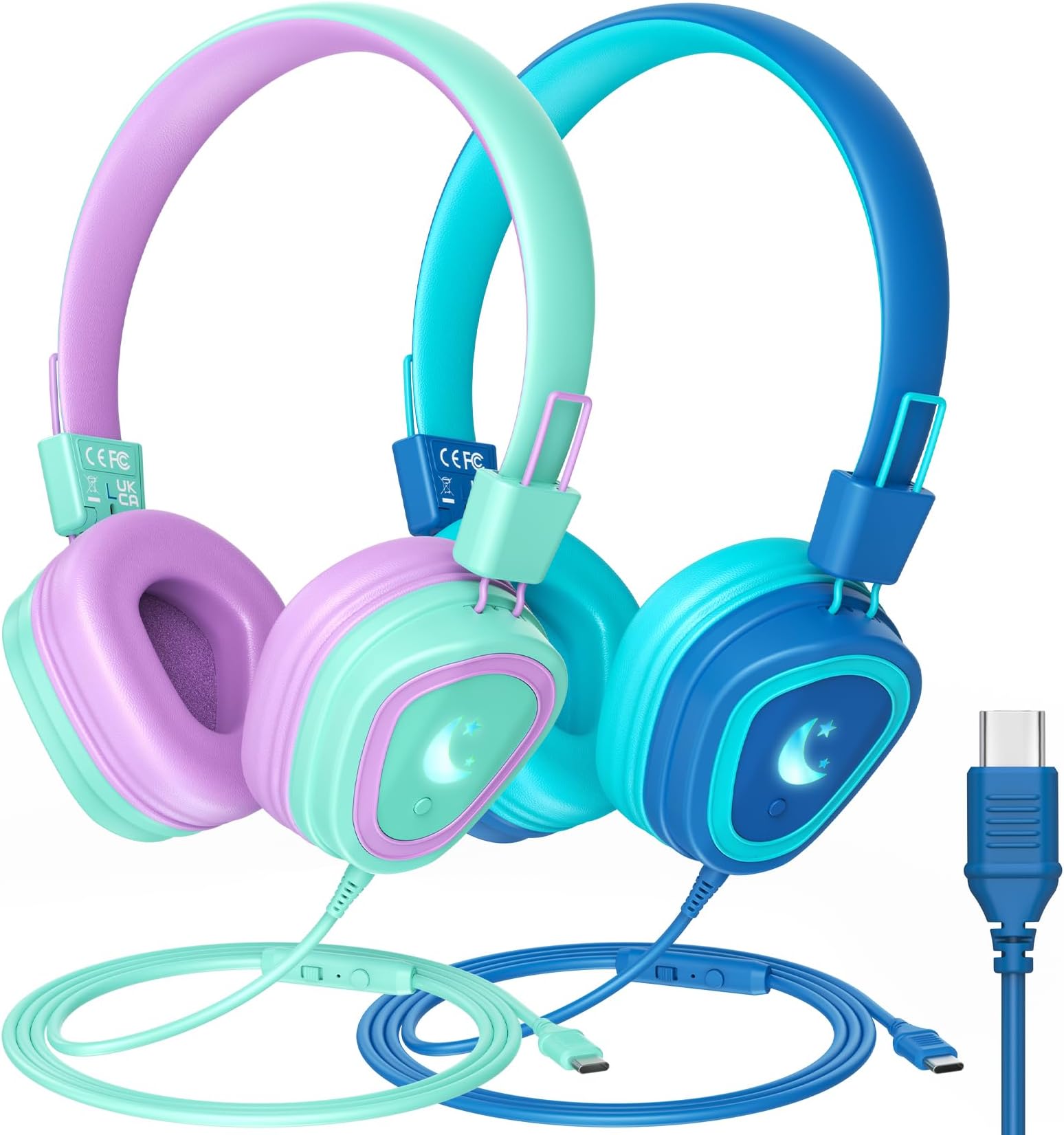 Amazon.com: Cowyawn USB Type C Kids Headphones for School, 94dB Volume ...