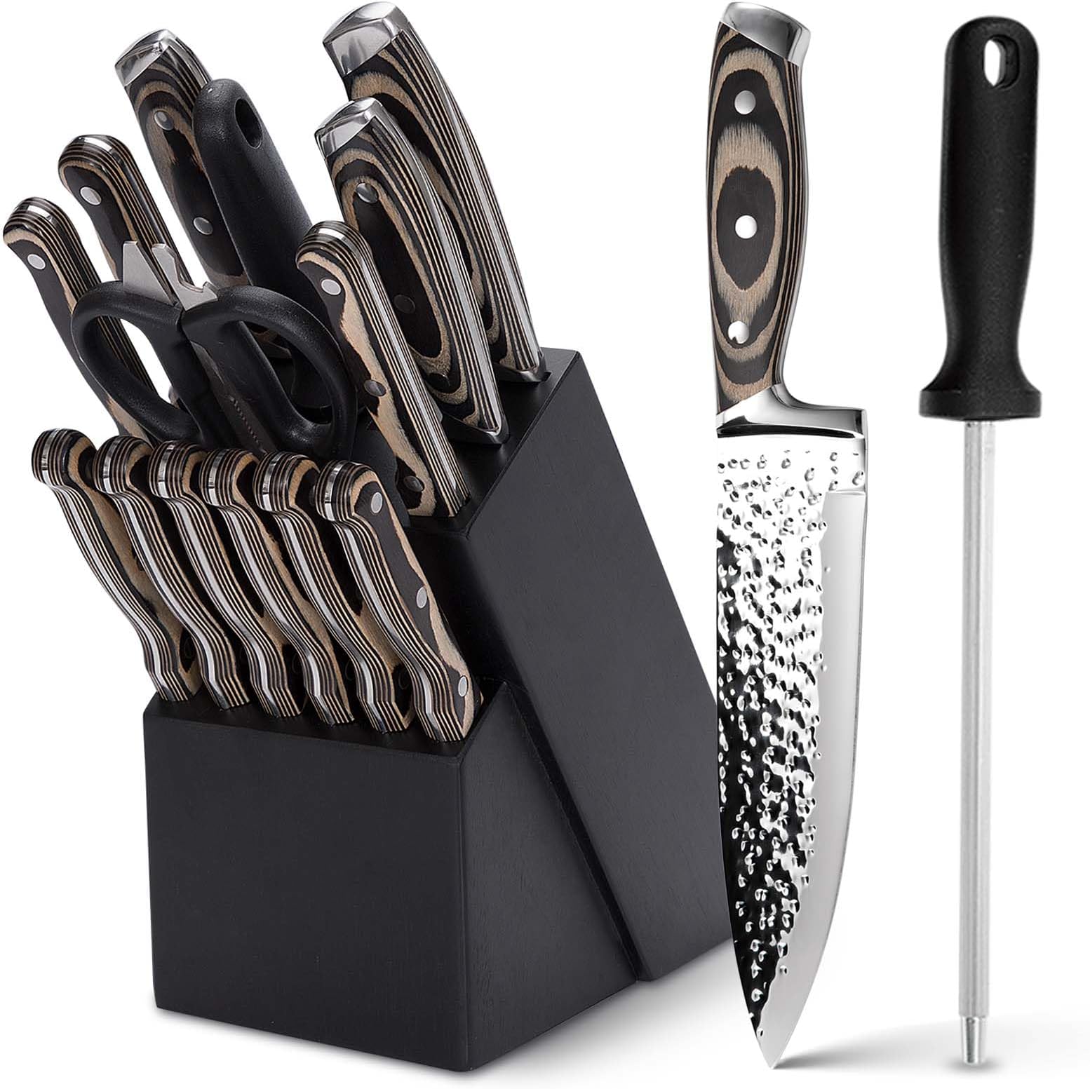 Amazon.com: Knife set, 23 Pcs Kitchen Knife Set with Block and ...