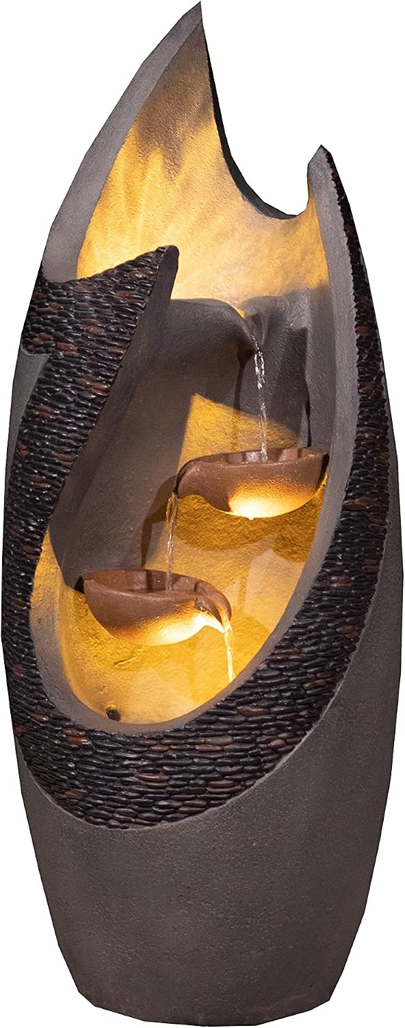 Serenity Garden Flame Effect Cascading Vase Water Feature, Outdoor ...