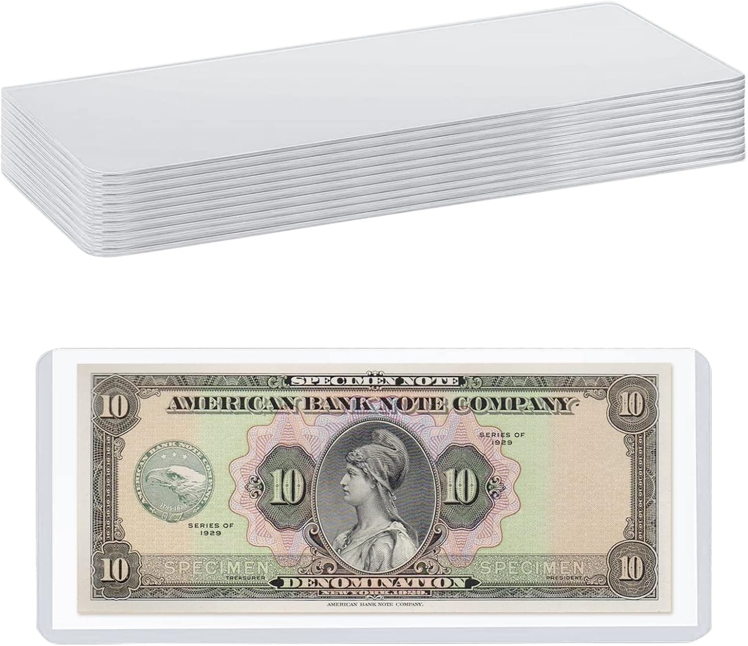 Bill Clear Holders, 10 Pcs PVC Currency Display Sleeves Clear Paper ...