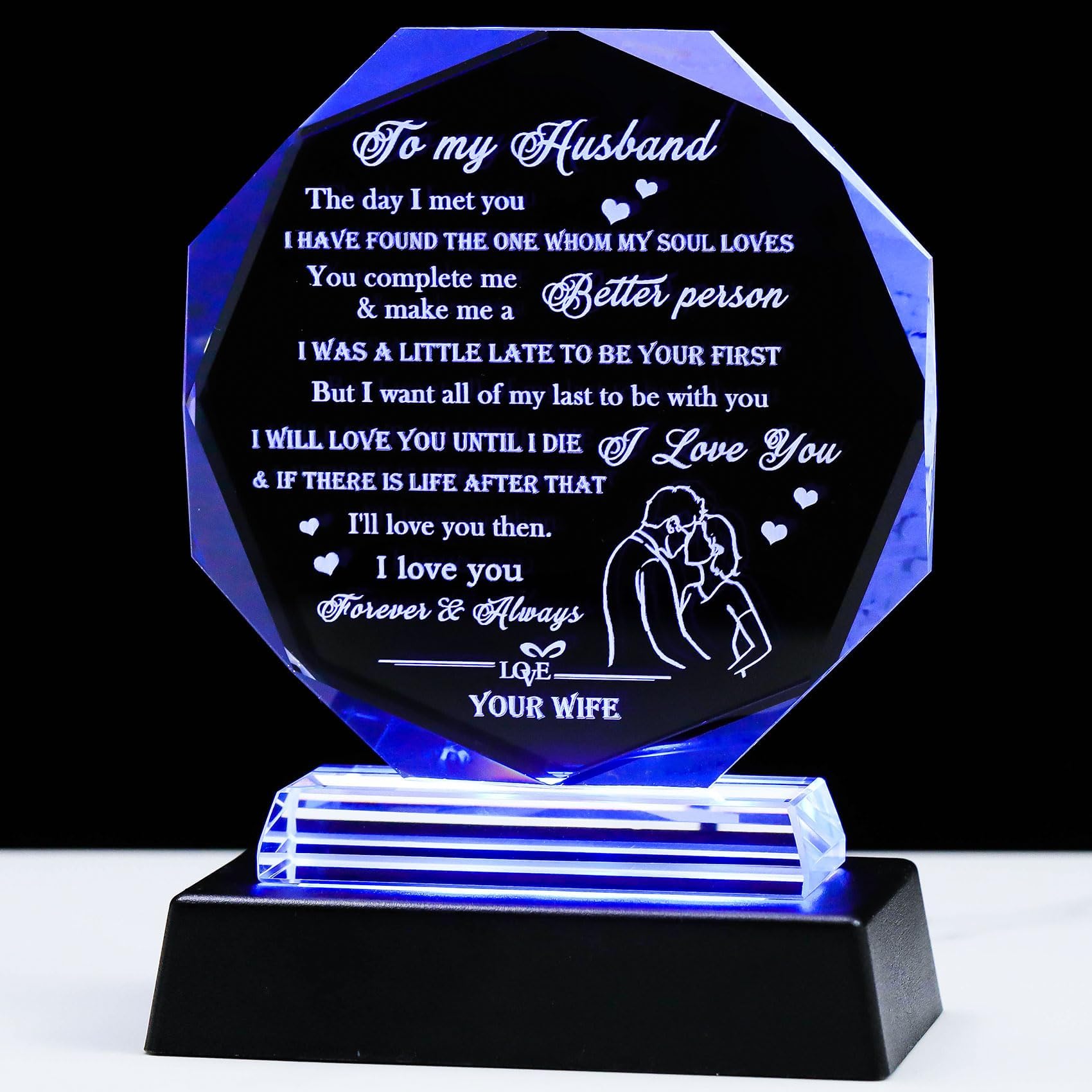 Amazon.com: YWHL Gifts for Husband from Wife with Colorful LED Base ...