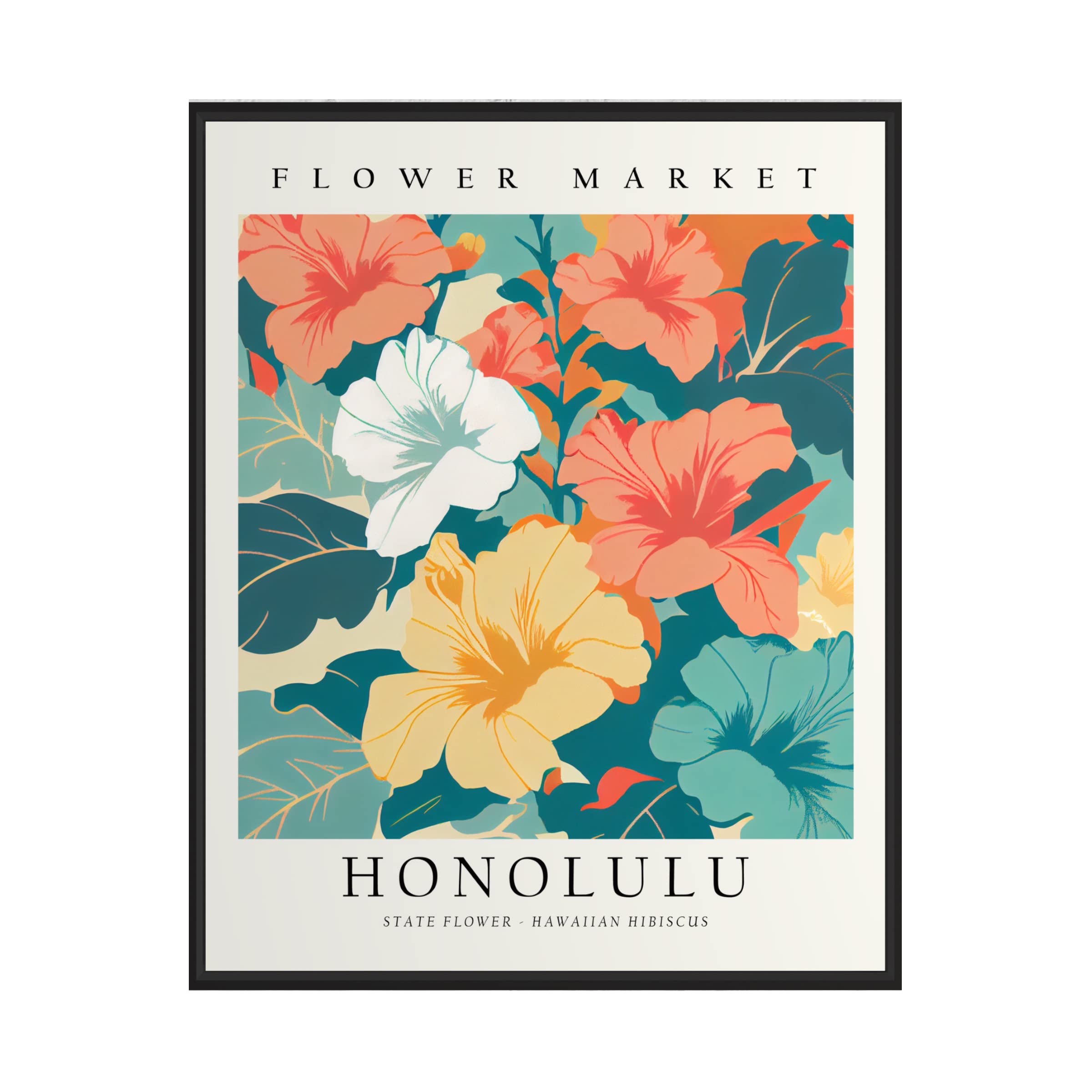 Amazon.com: Honolulu Hawaii Flower Market Art Print Poster, Flower ...