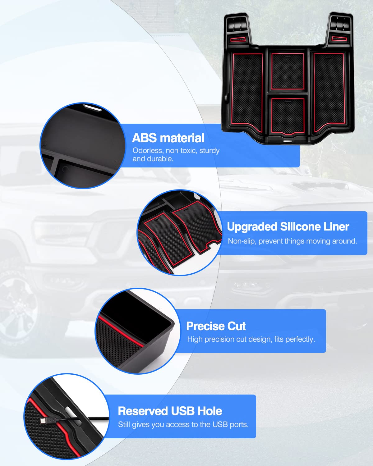 Snapklik.com : Karltys 5PCS Ram 1500 Center Console Organizer For 2019 ...