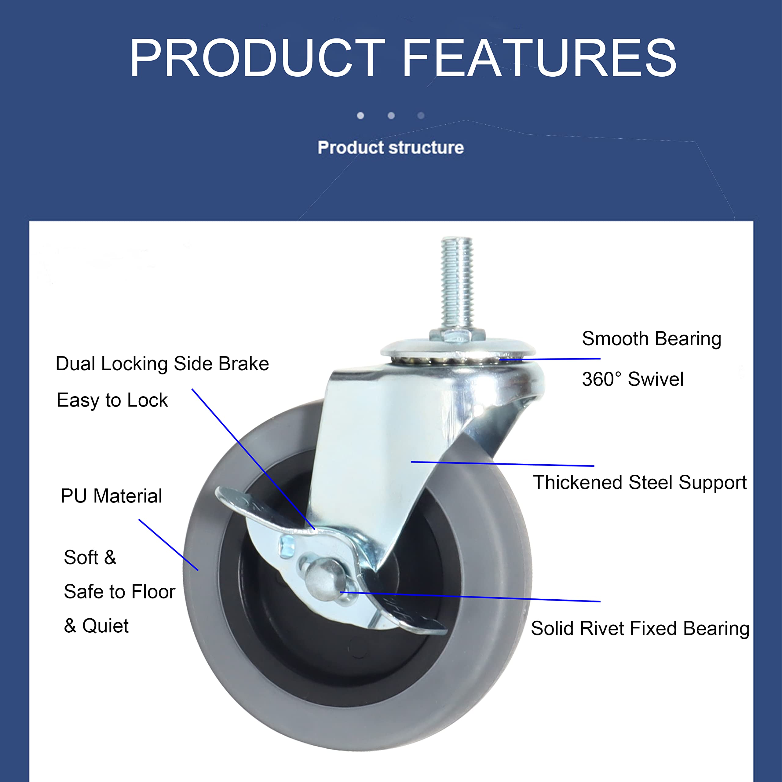 Snapklik.com : Caster Wheels, Heavy Duty Casters Threaded Stem Casters ...
