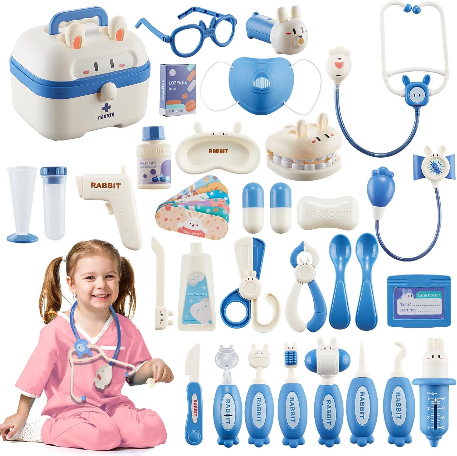 43PCS Kids Doctor Kit Toy, Pretend Play Medical Set for Toddlers, Role ...