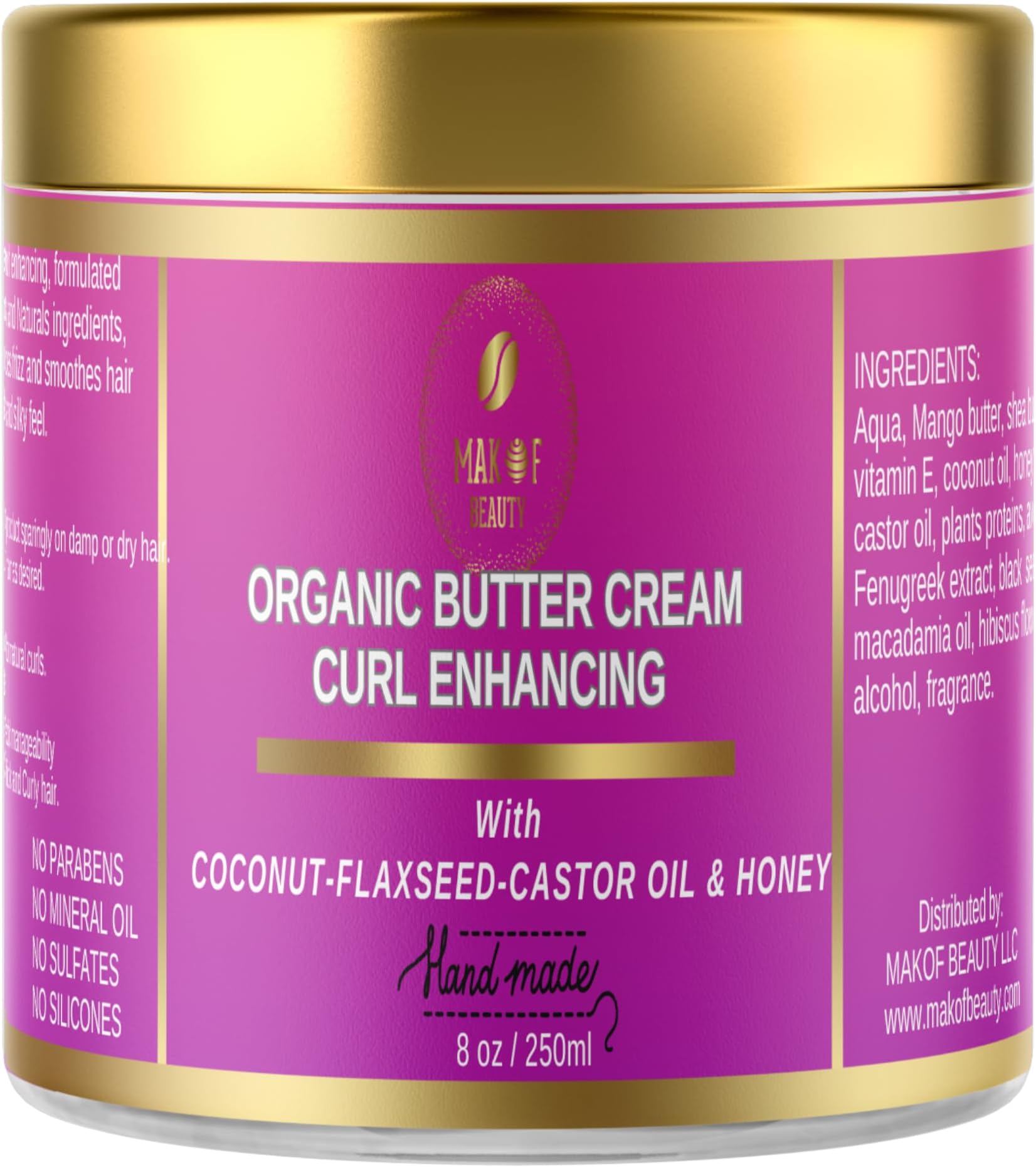 Amazon.com: Organic Coconut Curl Enhancing Cream with Flaxseed, Black ...