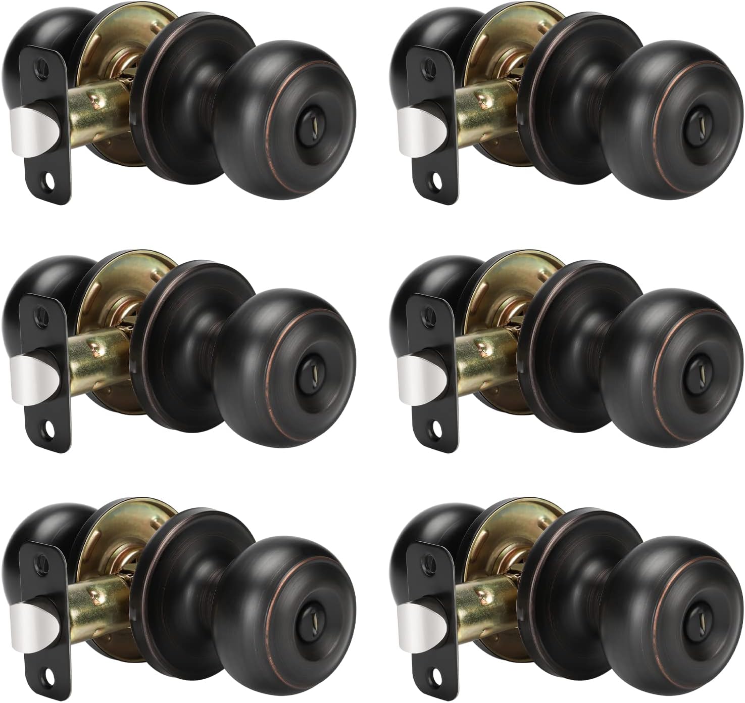 Haidms Oil Rubbed Bronze Door Knobs Interior, 6 Packs Privacy Door Knob Stainless Steel DoorKnob ...
