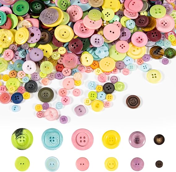 Sukh 700PCS Assorted Buttons for Crafts - Mixed Color Assorted Sizes ...