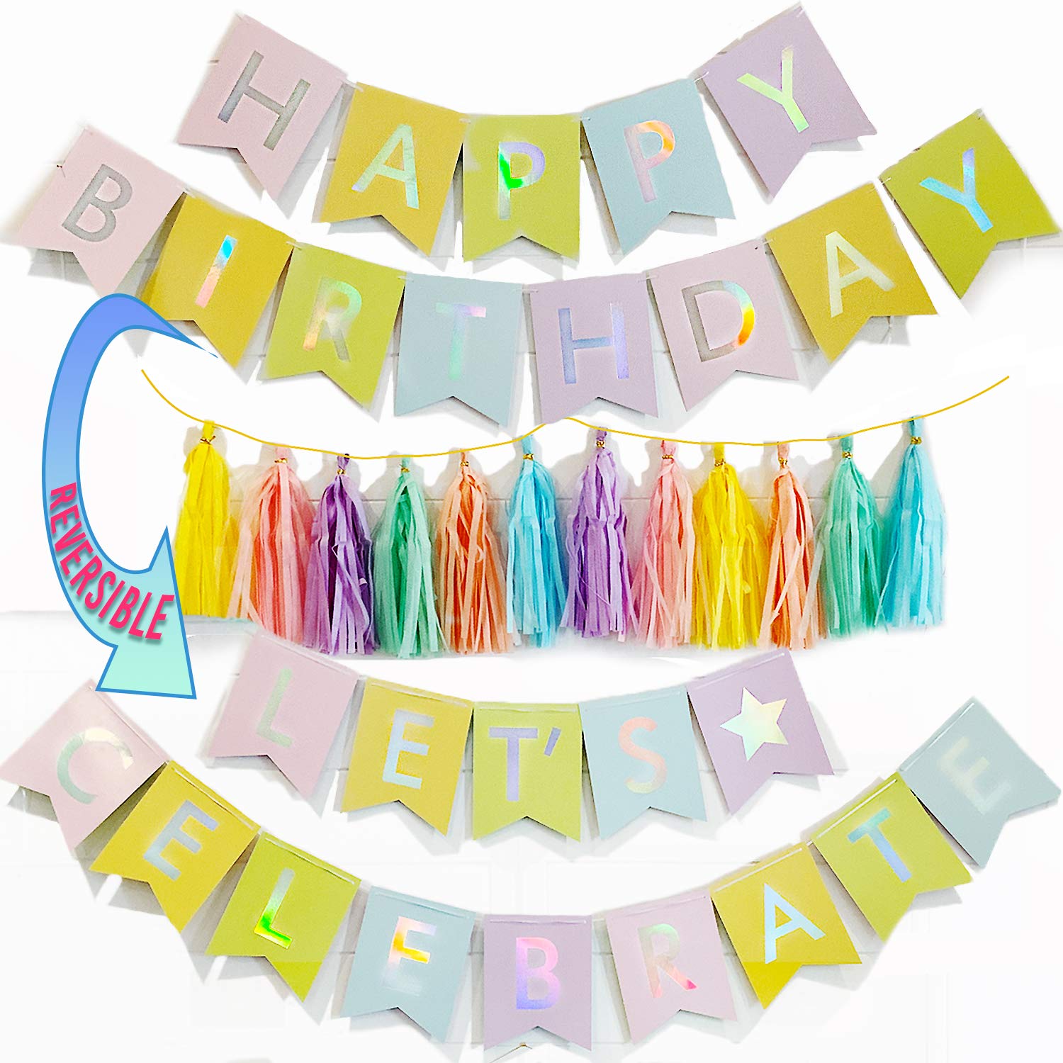 Whisper And Rose Happy Birthday Banner Pastel Rainbow Happy Birthday ...