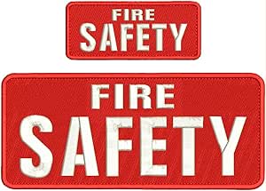 Amazon.com: Fire Safety Ebroidery Patches 4X10 and 2X5 Hook On Back Red ...