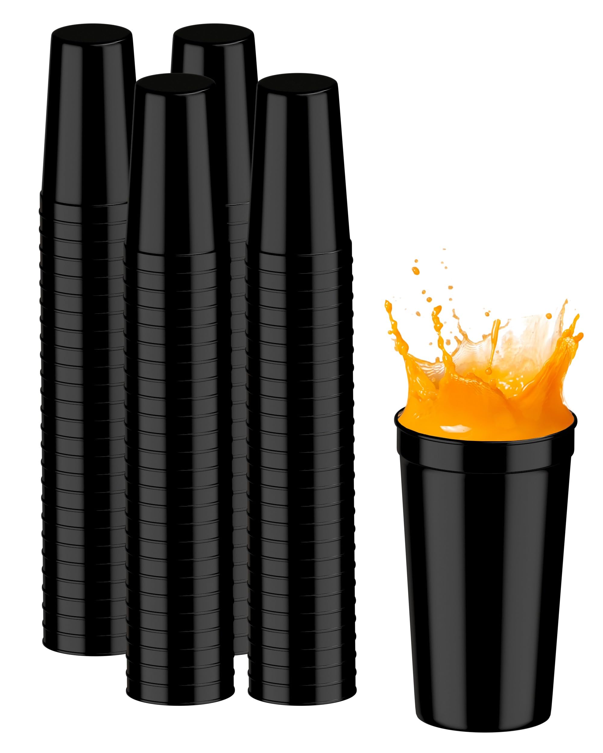 Snapklik.com : PartyPrints 100 Pack 32 Oz Black Reusable Blank Plastic Cups