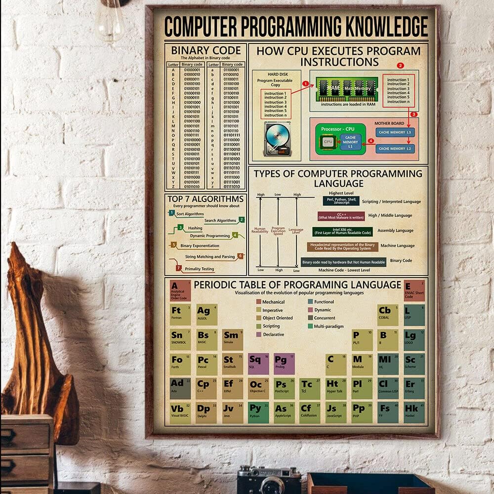Amazon.com: Bodyard Vintage Metal Tin Sign Computer Programming Knowledge Poster Tin Sign Poster ...