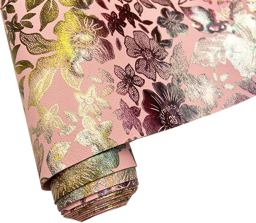 Amazon.com: 16" x 54" Colorful Floral Faux Leather Fabric for DIY ...
