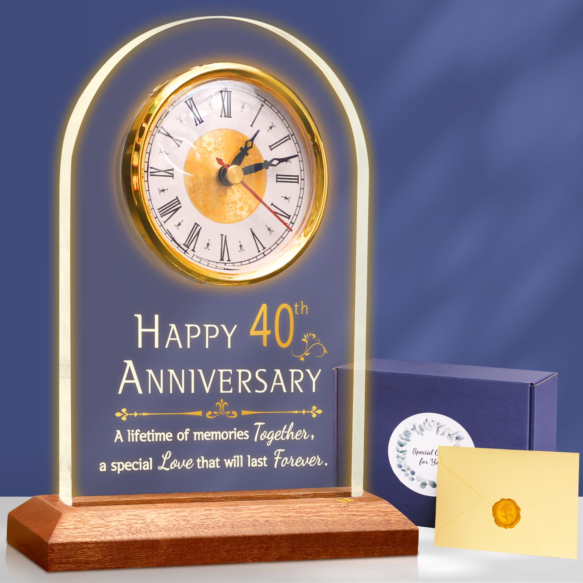 Buy 40th Anniversary Wedding Gift, Anniversary Quartz Clock, Desk Table ...
