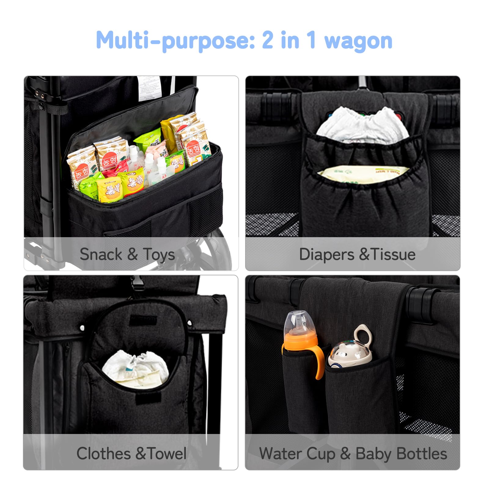 LEADZM Stroller Wagon for 2 Kids, Upgraded Toddler Wagons with All ...