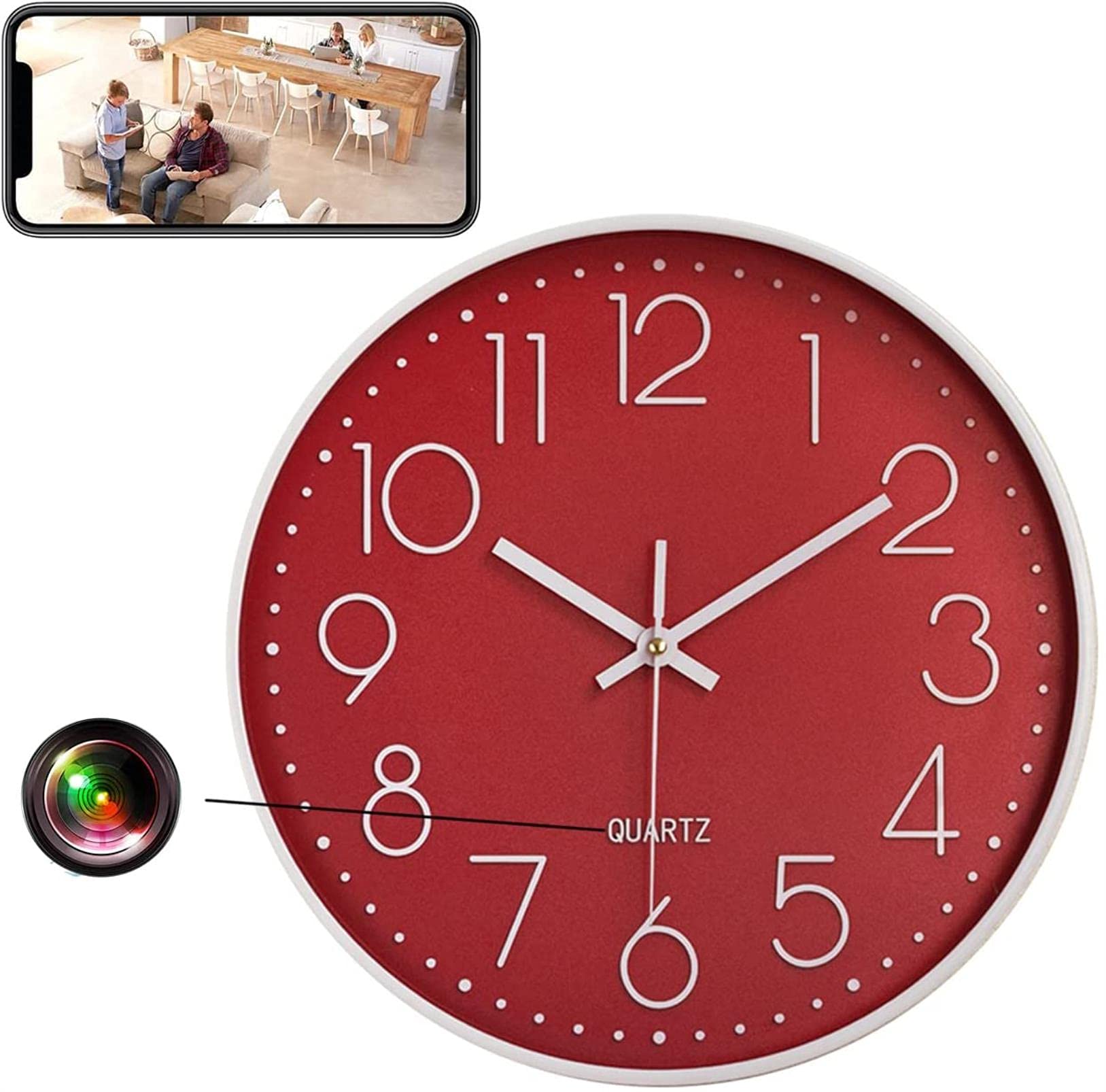 Buy WiFi Camera Wall Clock, 4K HD Hidden Camera, Mini Camera with ...