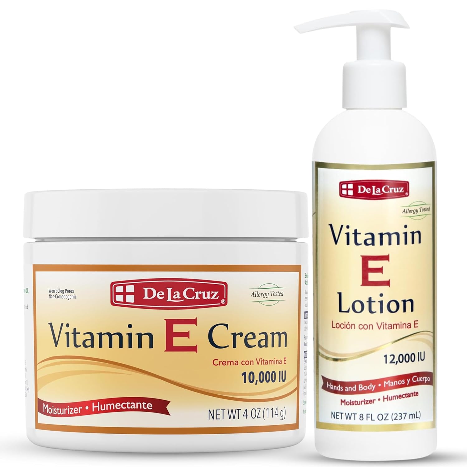 Amazon.com : De La Cruz Vitamin E Cream for Face + Vitamin E Lotion for ...