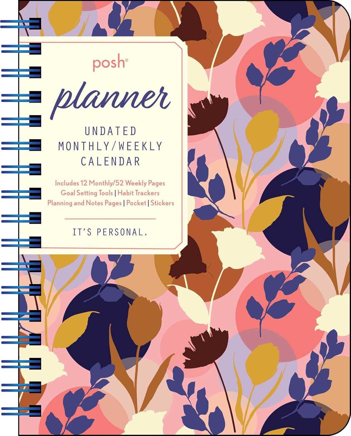 Posh: Planner Undated Monthly/Weekly Calendar: Pink Silhouette Floral ...