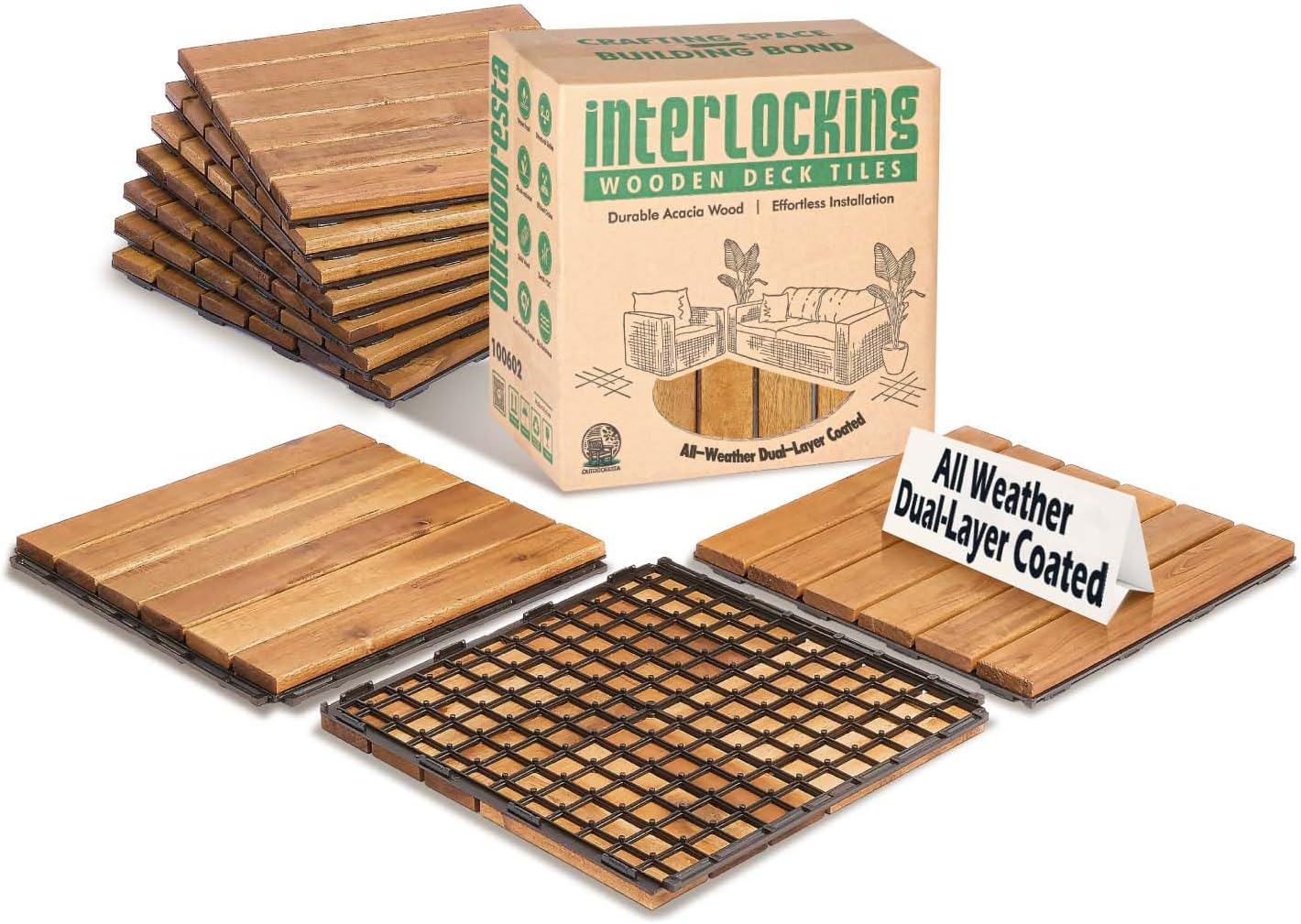 Patio Flooring Outdoor Waterproof - Balcony Flooring 12x12 - Pack of 10 ...