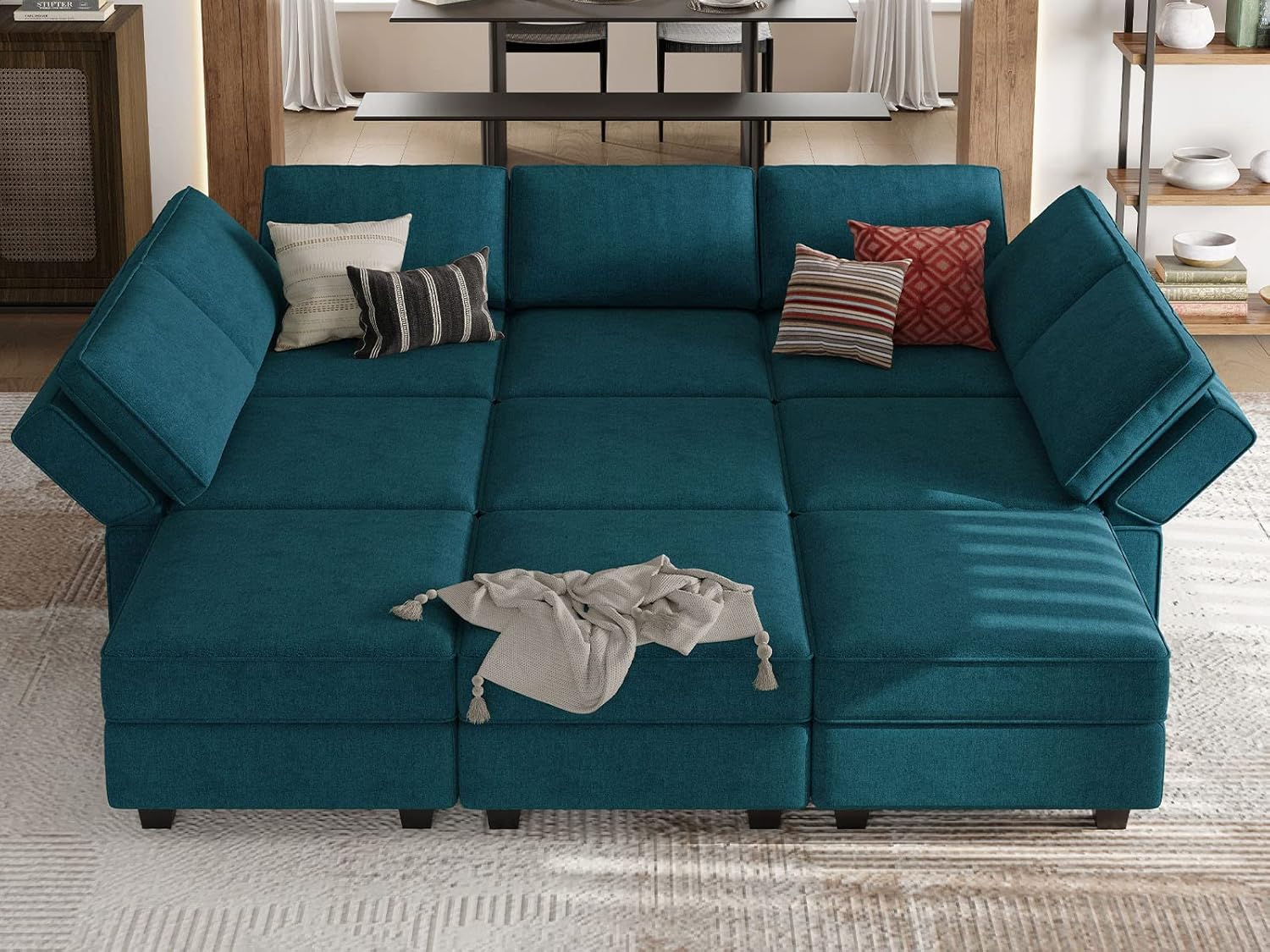 Amazon.com: Belffin Modular Sectional Sleeper Sofa Couch with Storage ...