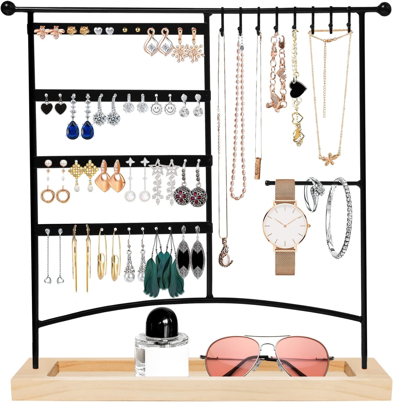 penobon Rotatif Porte Bijoux, Presentoir Bijoux Réglable en Hauteur ...