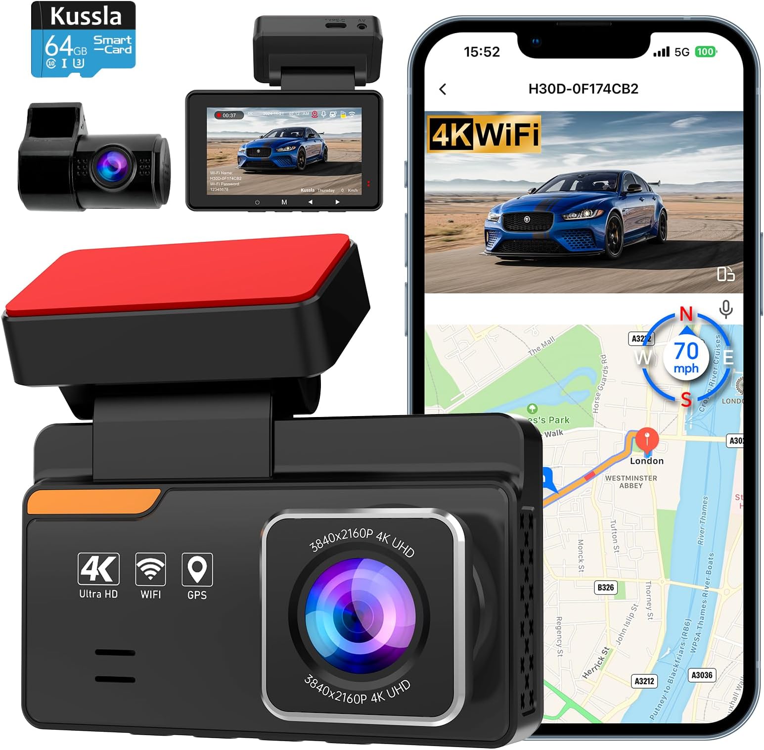 Amazon.com: 1080p Hd 360° Rotating Mini Adas Dashcam, Dashcam Front and ...
