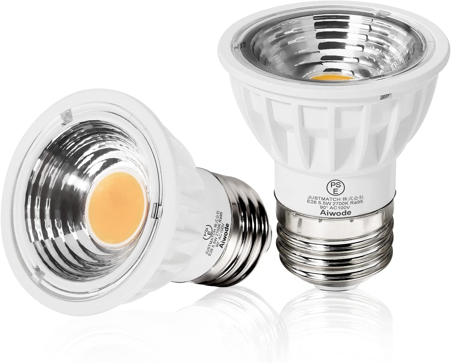 Amazon | Aiwode 5.5W E26口金直径26mm 絶縁材料本体LED電球 電球色2700K 2個セット e26口金ハロゲン電球60W形相当圧倒的の演色性Ra95 長寿命 ...