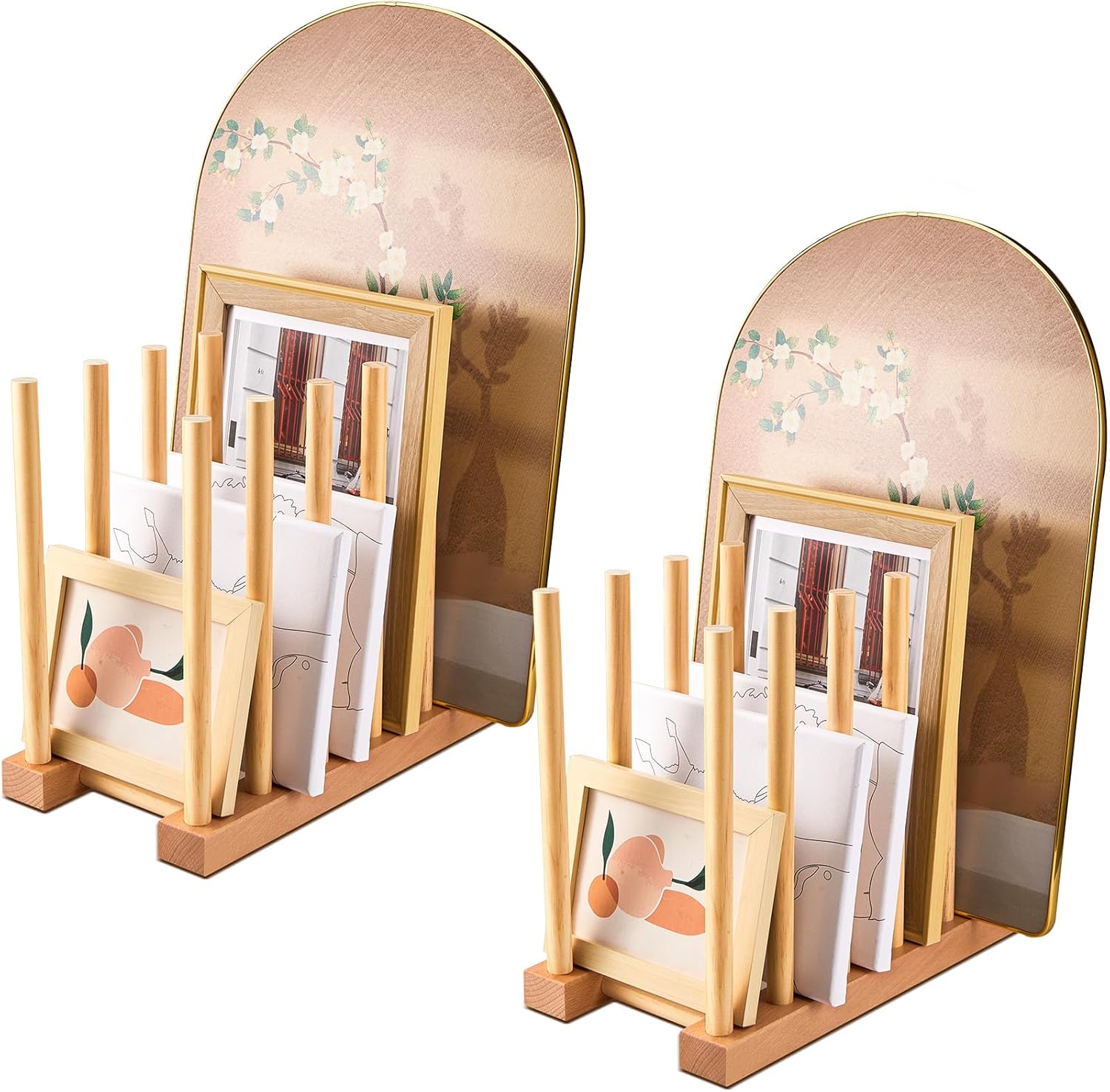 Amazon.com: Ctosree 2 Pcs Wood Art Storage Rack Art Drying Rack Display ...