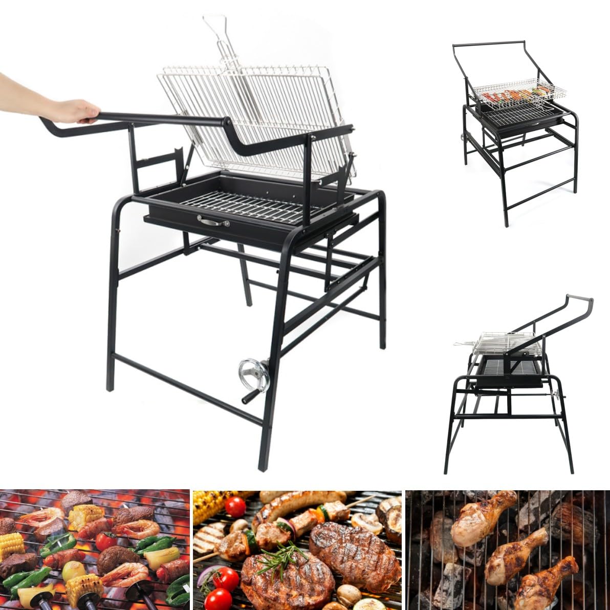 Amazon.com: Rotating Charcoal Grills, Portable Flip Grill BBQ Grill ...