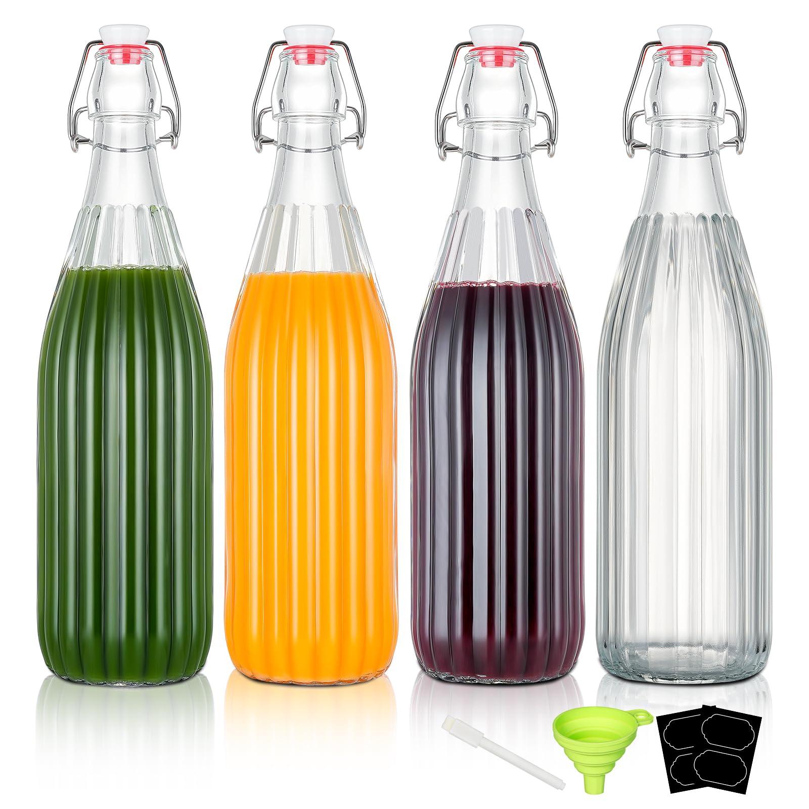 Airtight Glass Containers DESIYUE 4 Pack 32oz Amber Swing Top Glass ...