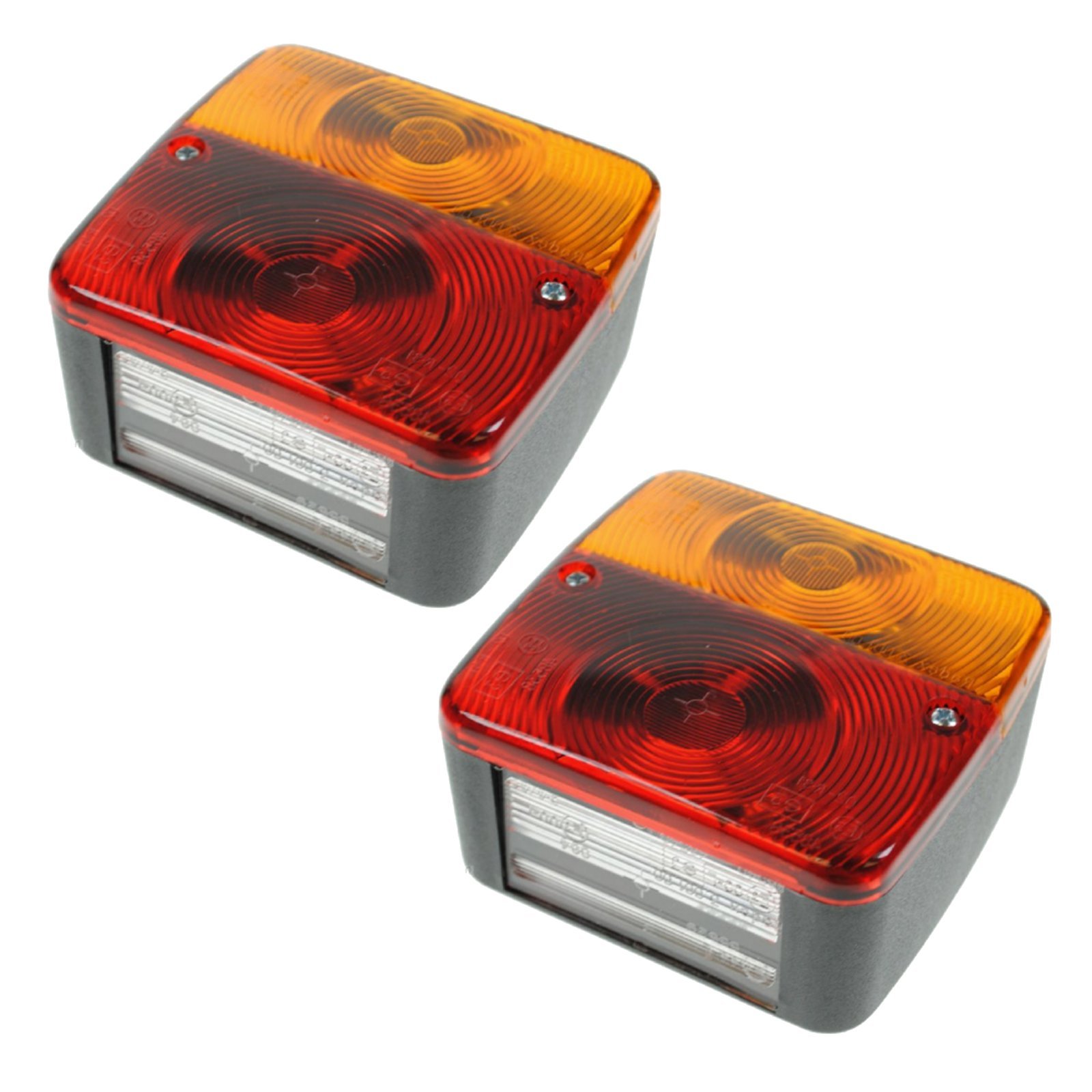 2x 4 Function Rear square Lamp with BULBS Trailer Board Light Caravan ...