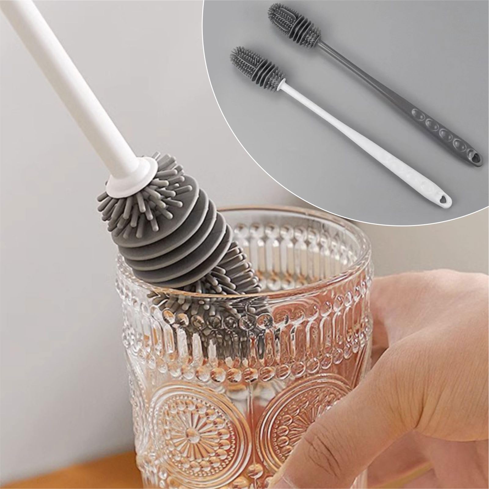 Amazon.com: Silicone Bottle Brush,Silicone Bottle Cleaning Brush with Long Handle，be Suited to ...
