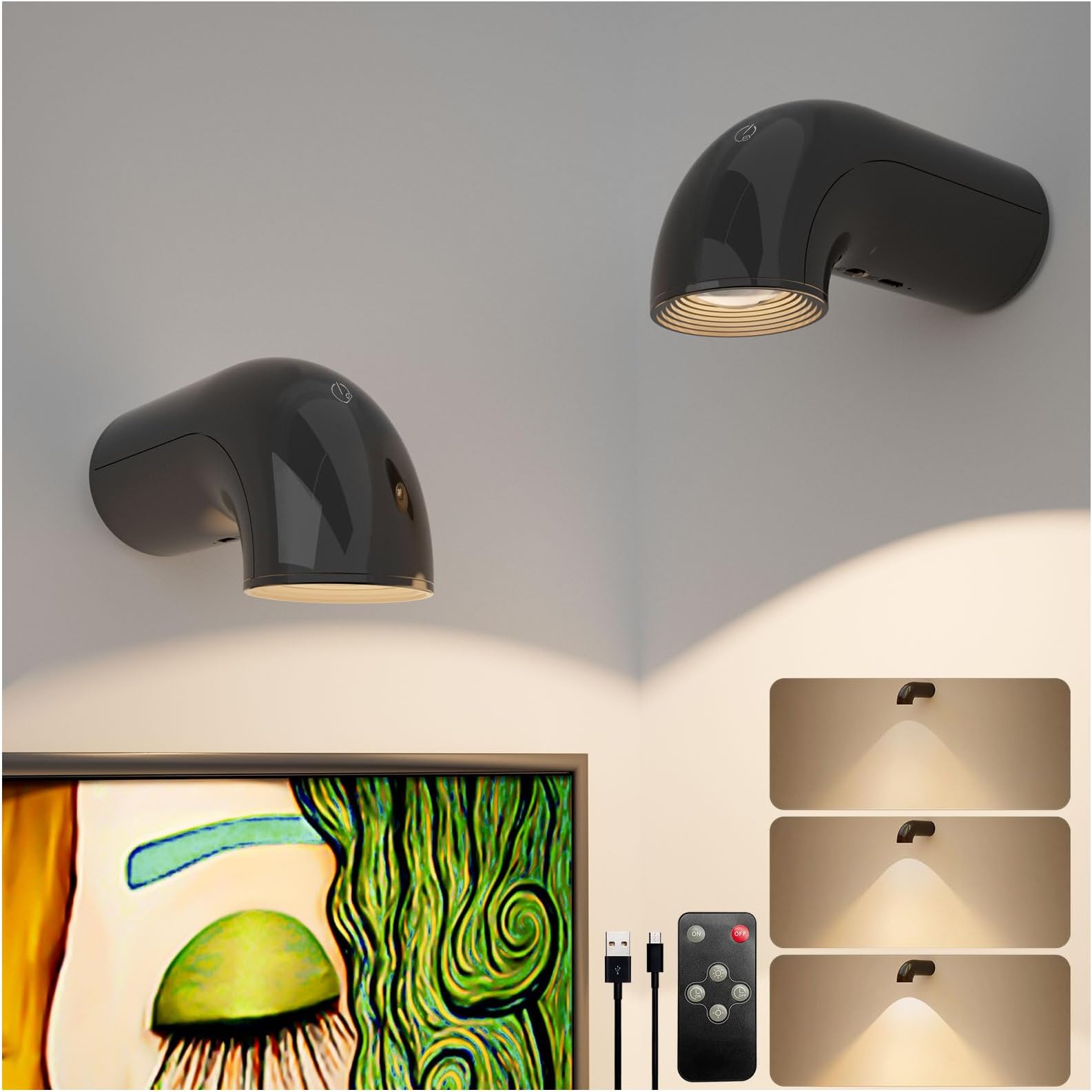 LED Spotlight Indoor, Wireless Up Lights Indoor with Remote ...