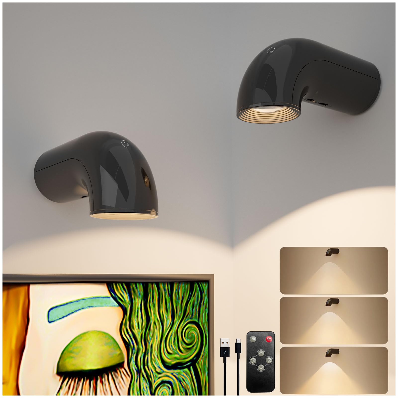 LED Spotlight Indoor, Wireless Up Lights Indoor with Remote ...