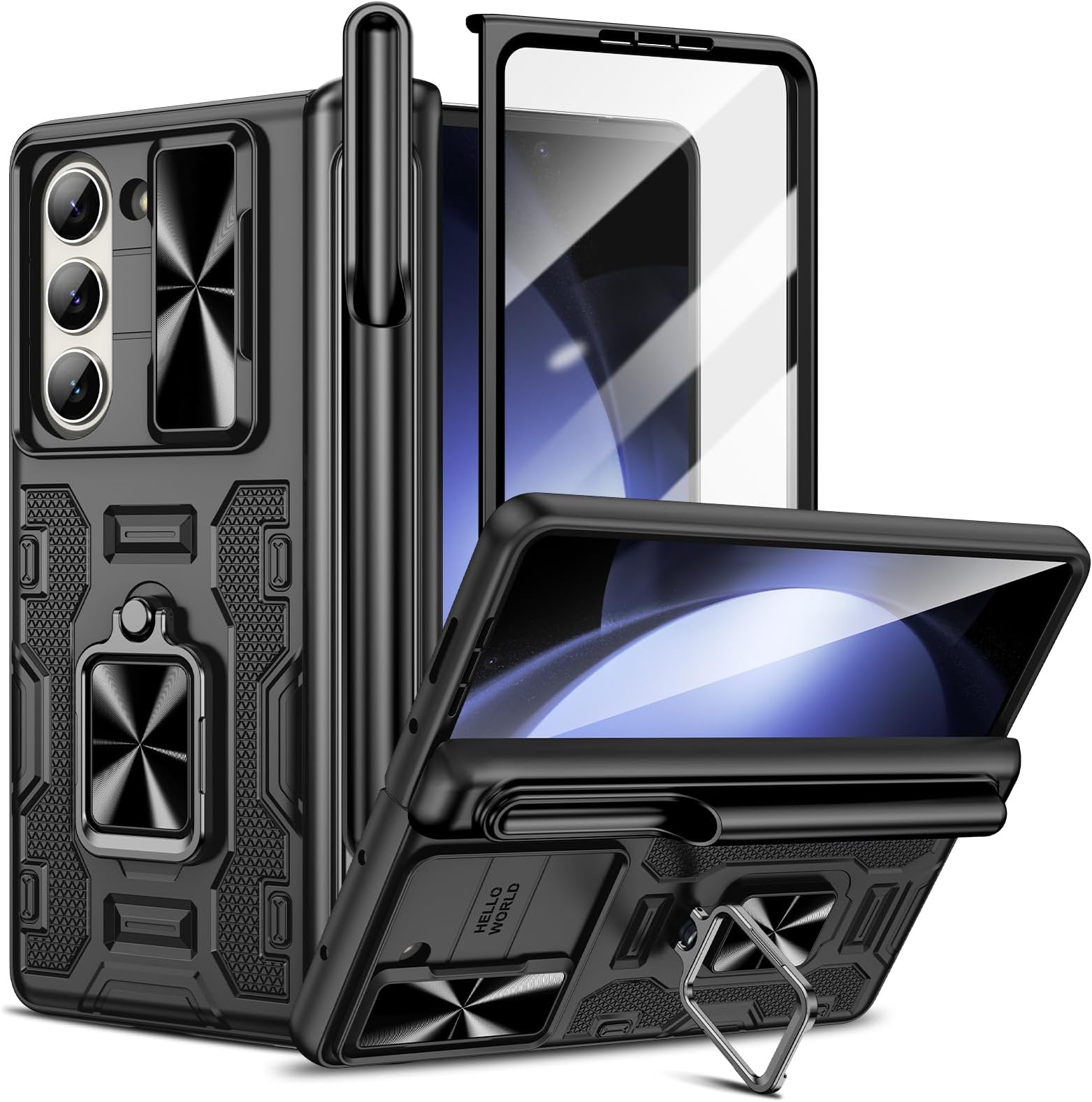 Doeshine for Galaxy Z Fold 5 Case with 360° Ring Kickstand & Camera ...