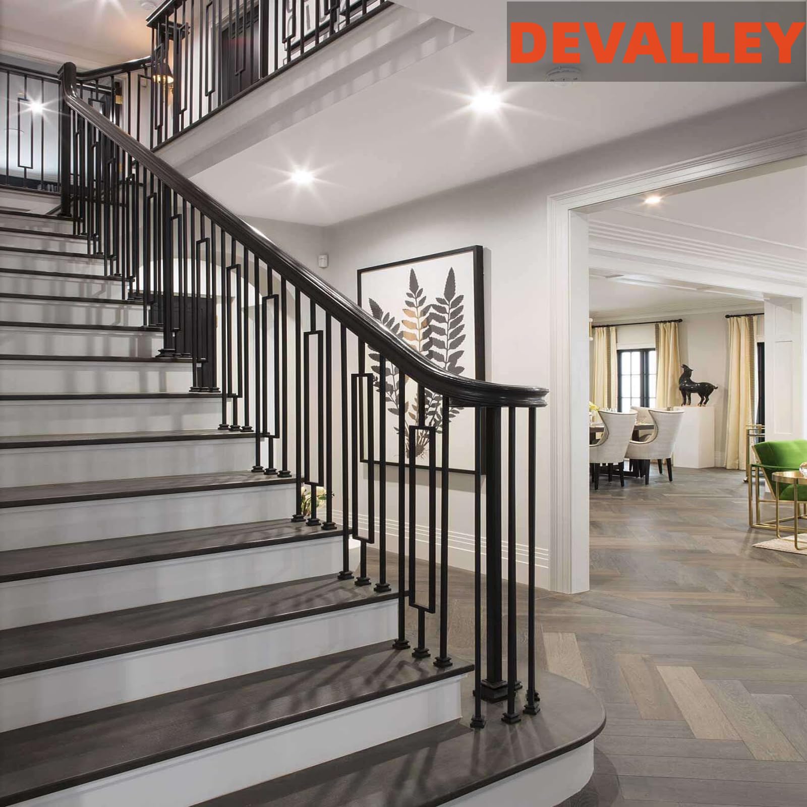 Devalley Wrought Iron Balusters for Staircase,Single Rectangle Stair Spindles,1/2" Square ...