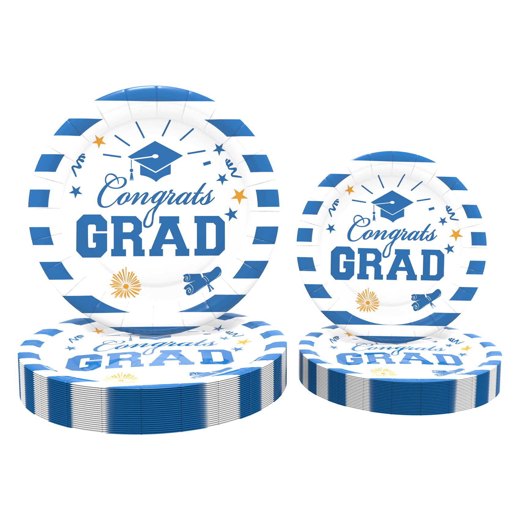 Graduation Plates-Graduation Party Decorations, 48 Pack Striped ...
