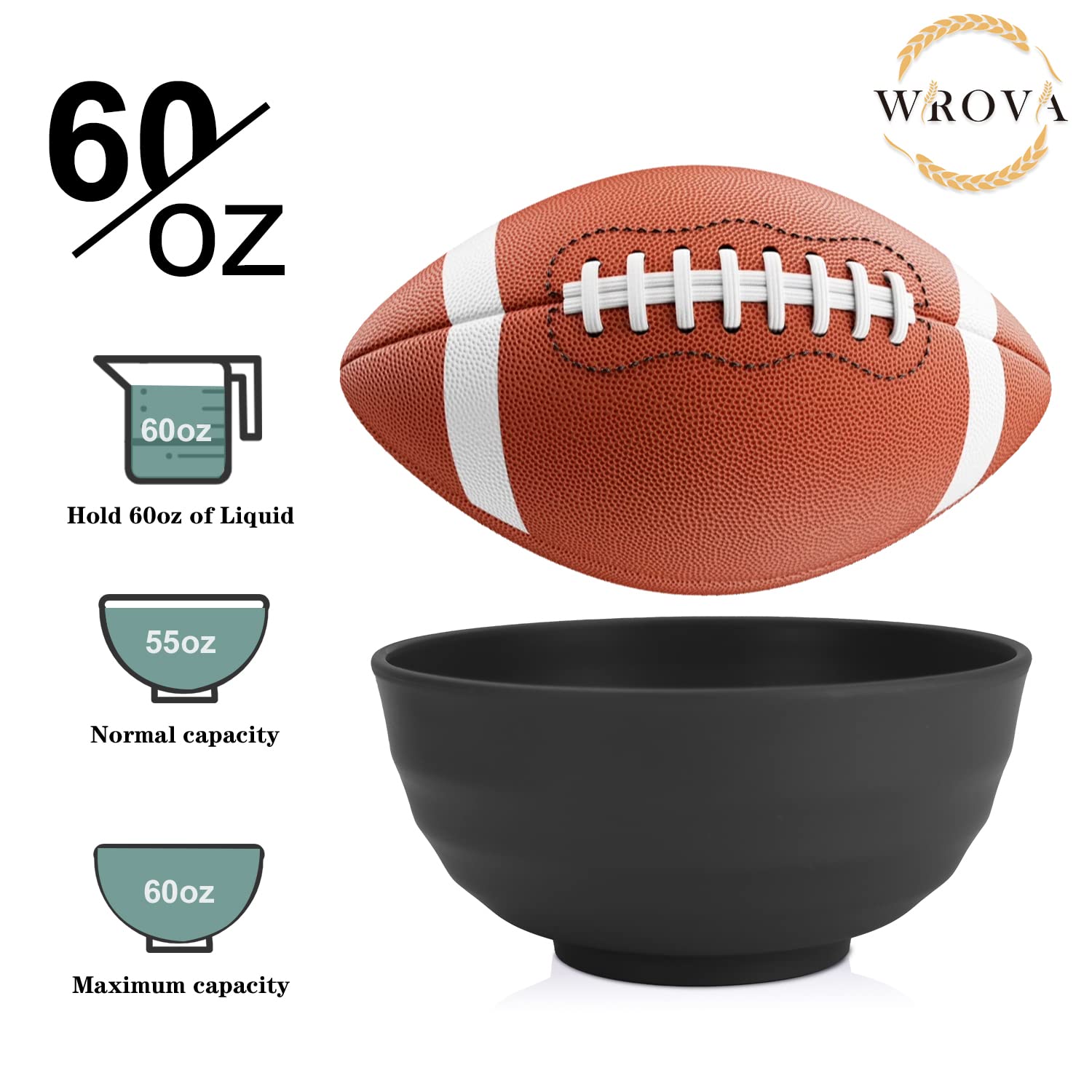 Wheat Straw Bowls Set 60 OZ Unbreakable Large Cereal Bowls Set of 6 ...