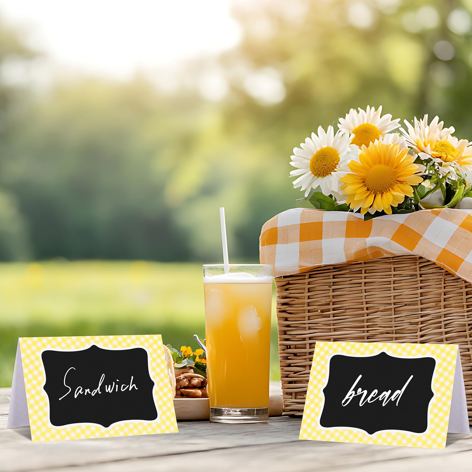 Snapklik.com : 24 Pcs Yellow Gingham Picnic Party Decoration Supplies ...