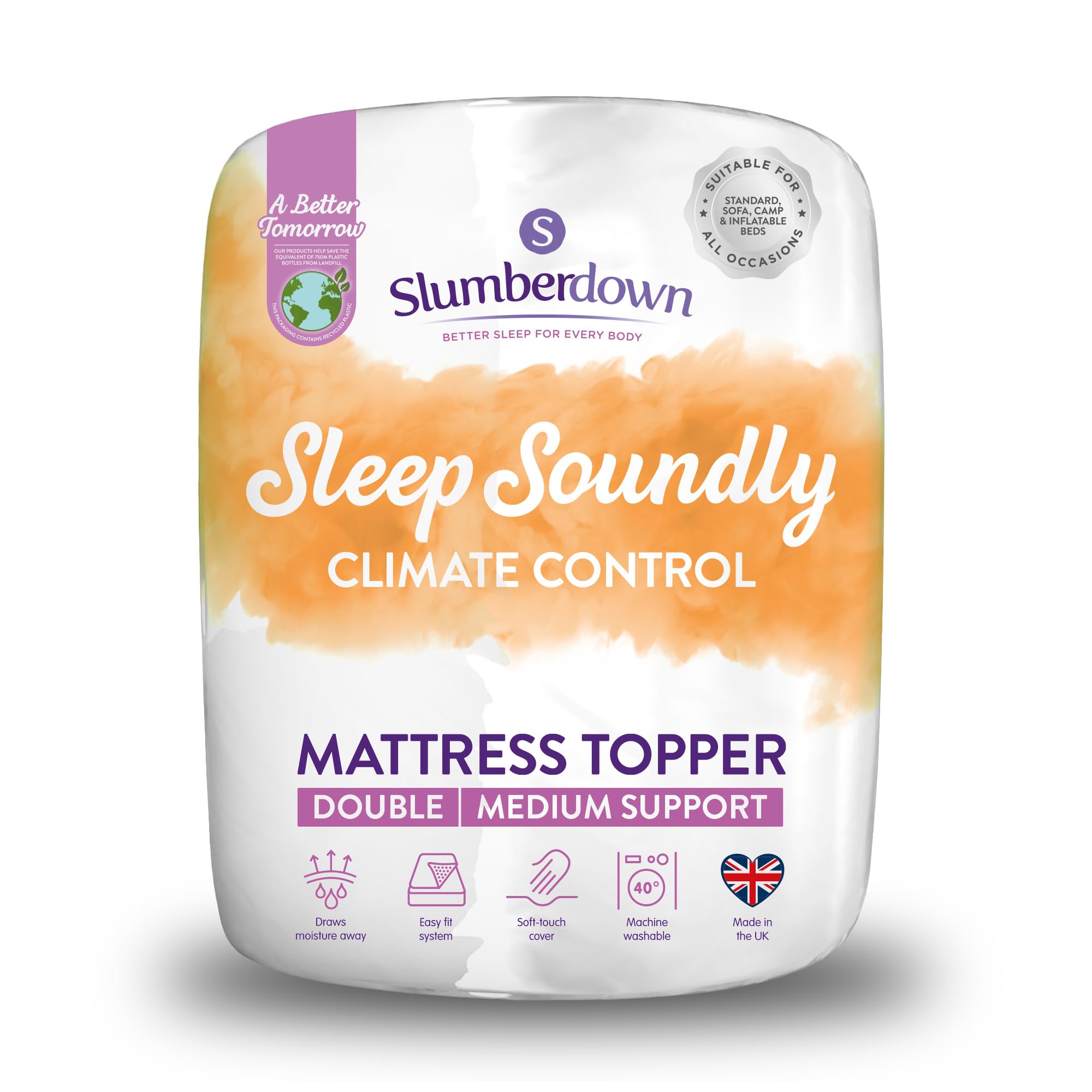 Slumberdown Climate Control Mattress Topper Double Bed - Soft Cooling ...