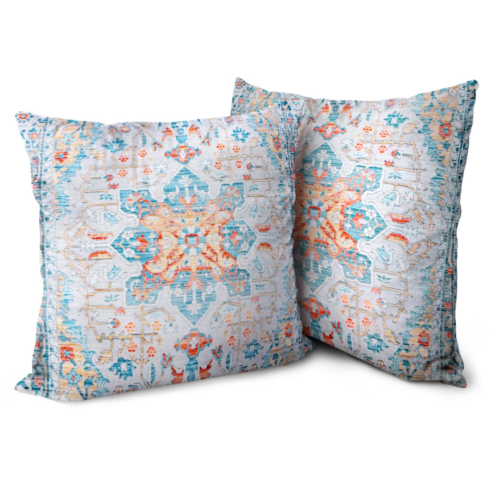 Amazon.com: Knagsfa Boho Blue Orange Throw Pillow Covers 18x18 inch Set ...