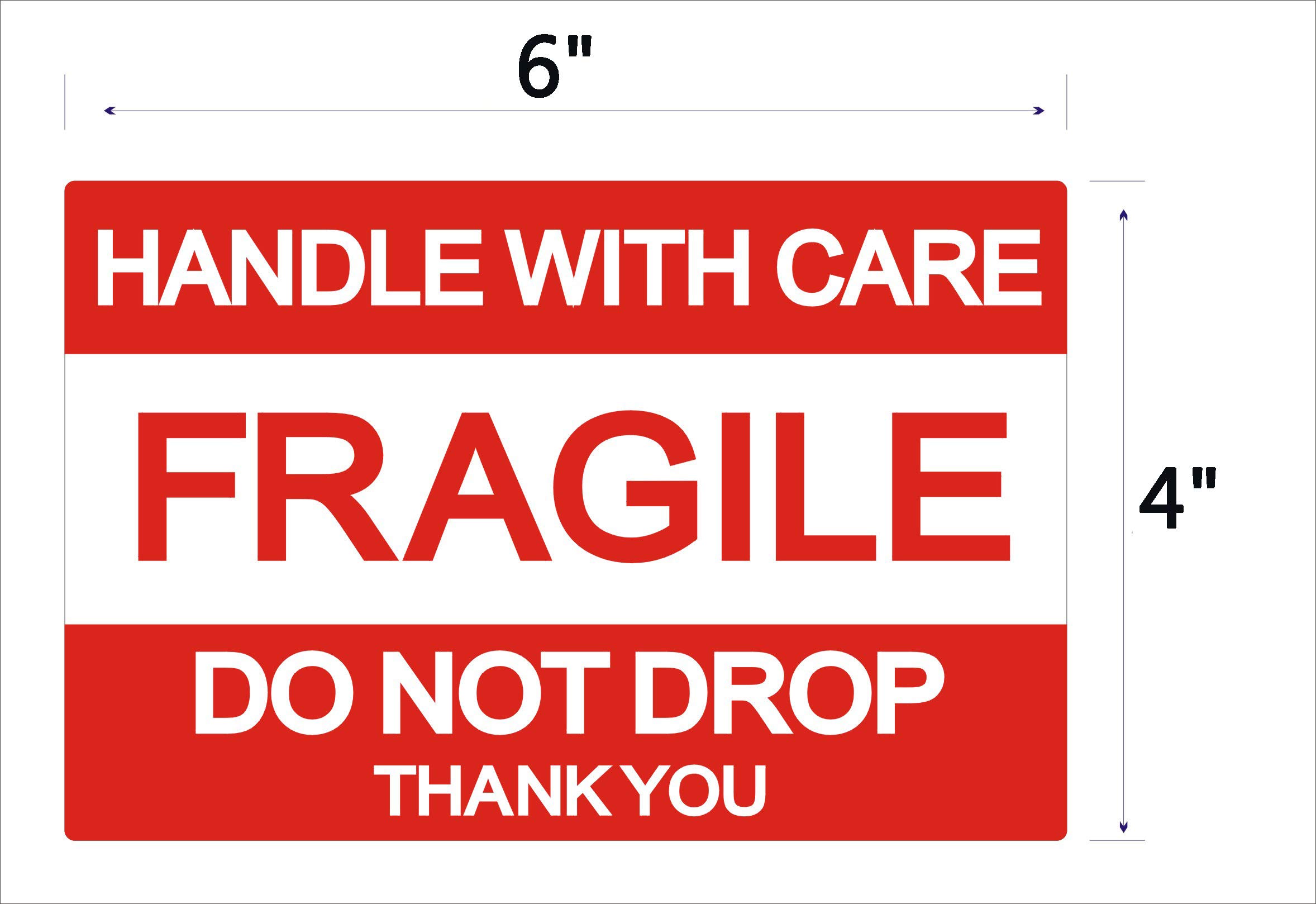 Snapklik.com : RBHK 4" X 6" Fragile Stickers Handle