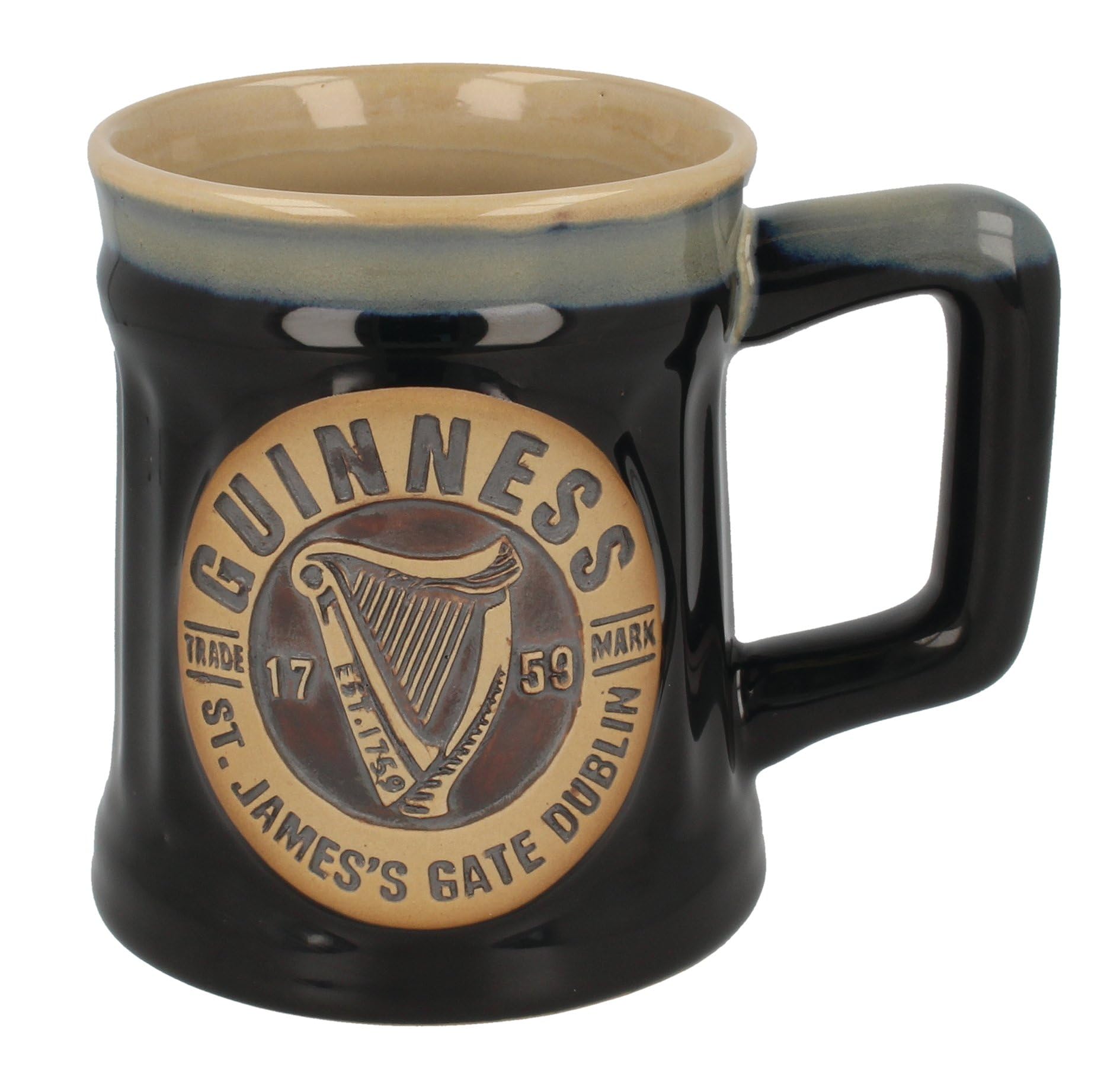 Amazon.com | Guinness Harp Designed Black Pottery Mug | Official ...